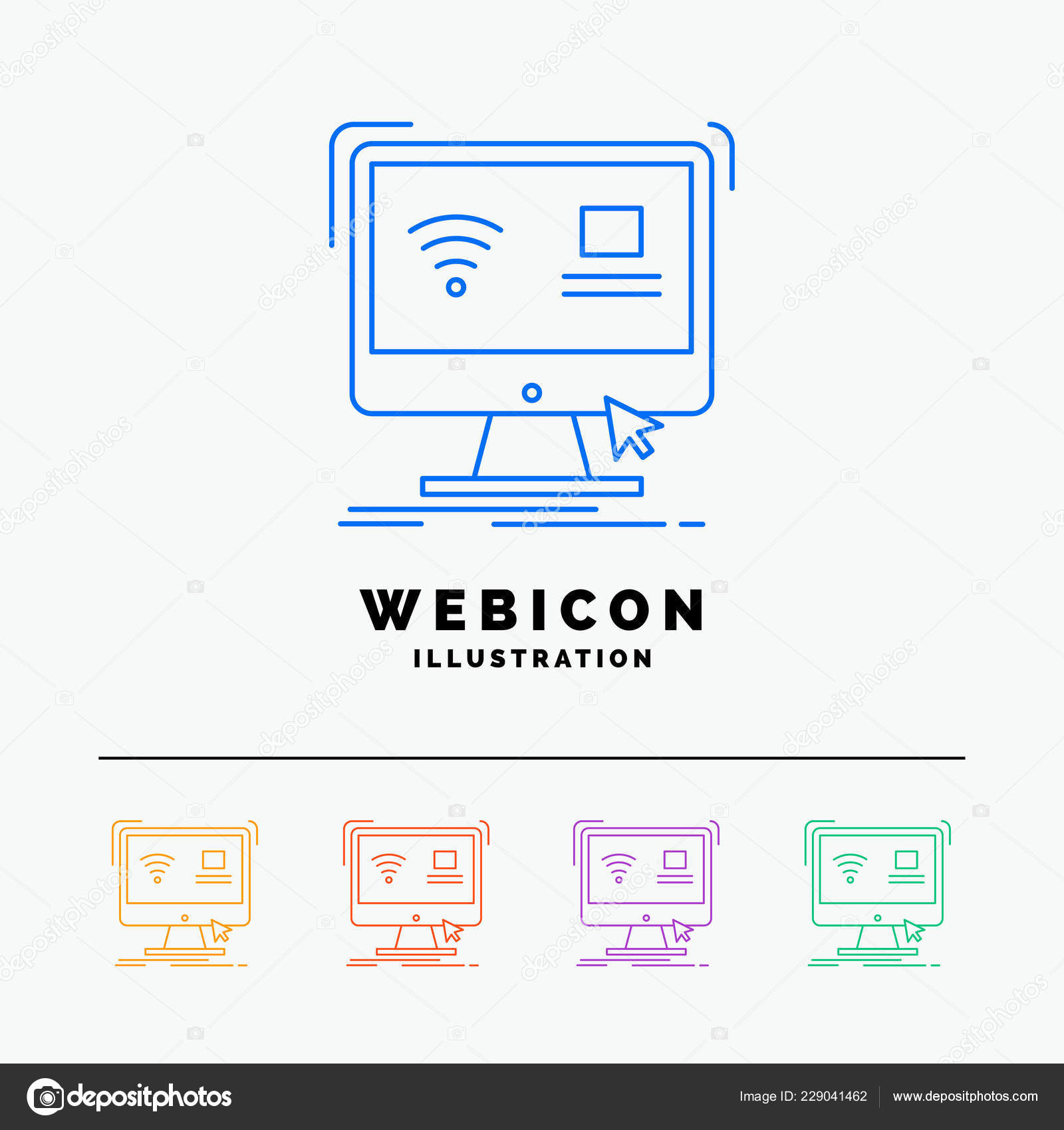 Control Computer Monitor Remote Smart Color Line Web Icon Template ...