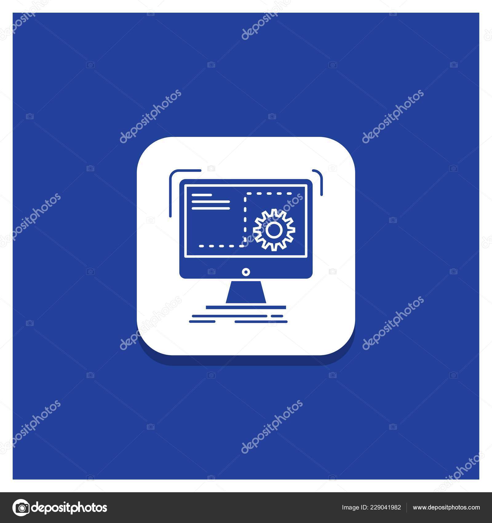 Blue Button Command Computer Function Process Progress Glyph Icon Stock Vector Image by ©Flatart ...