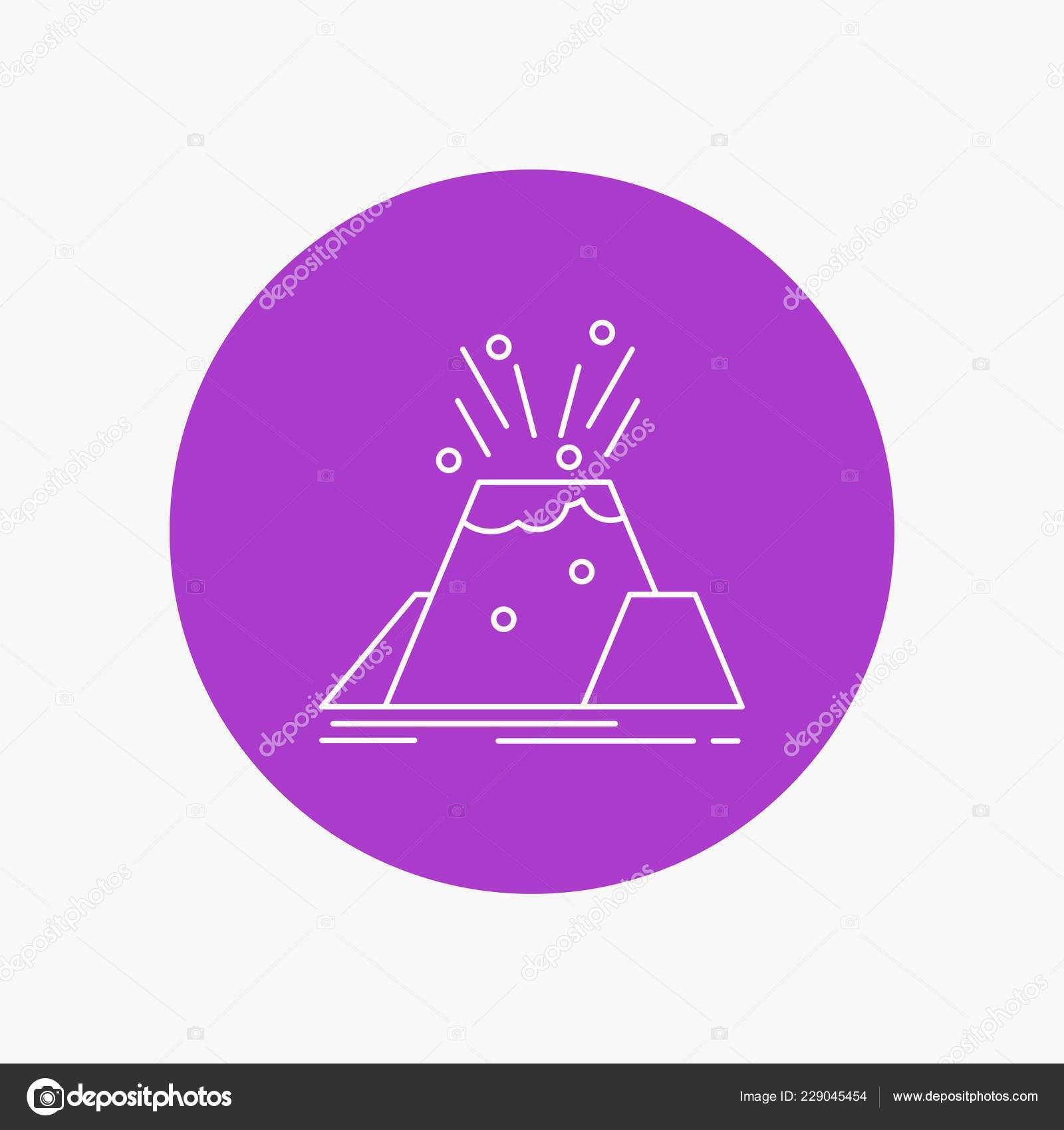 Disaster Eruption Volcano Alert Safety White Line Icon Circle ...