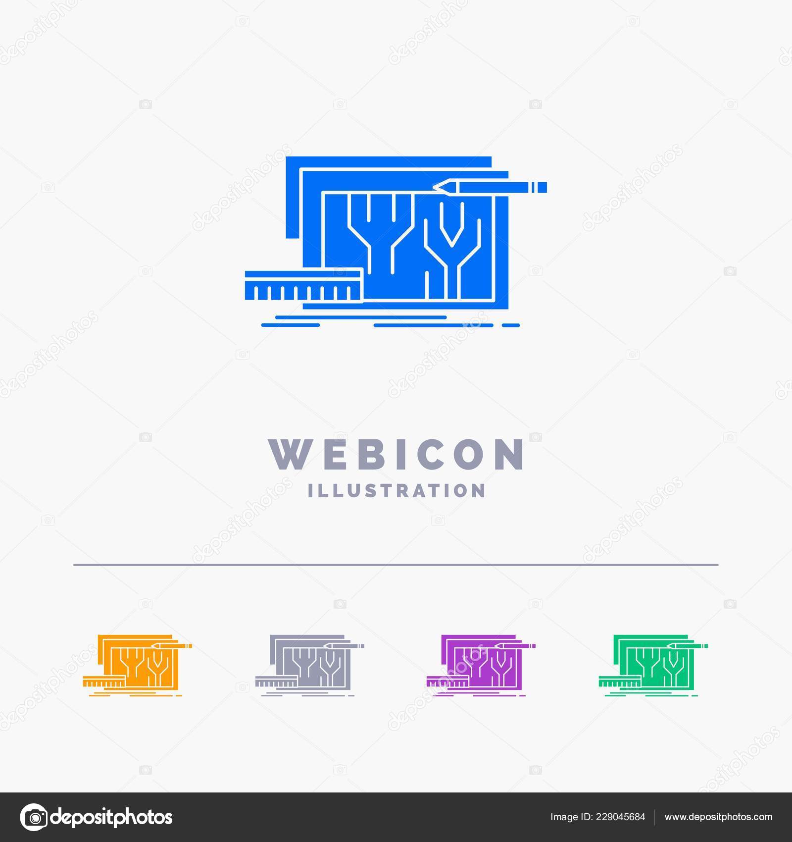 Architecture Blueprint Circuit Design Engineering Color Glyph Web Icon Template Stock Vector ...