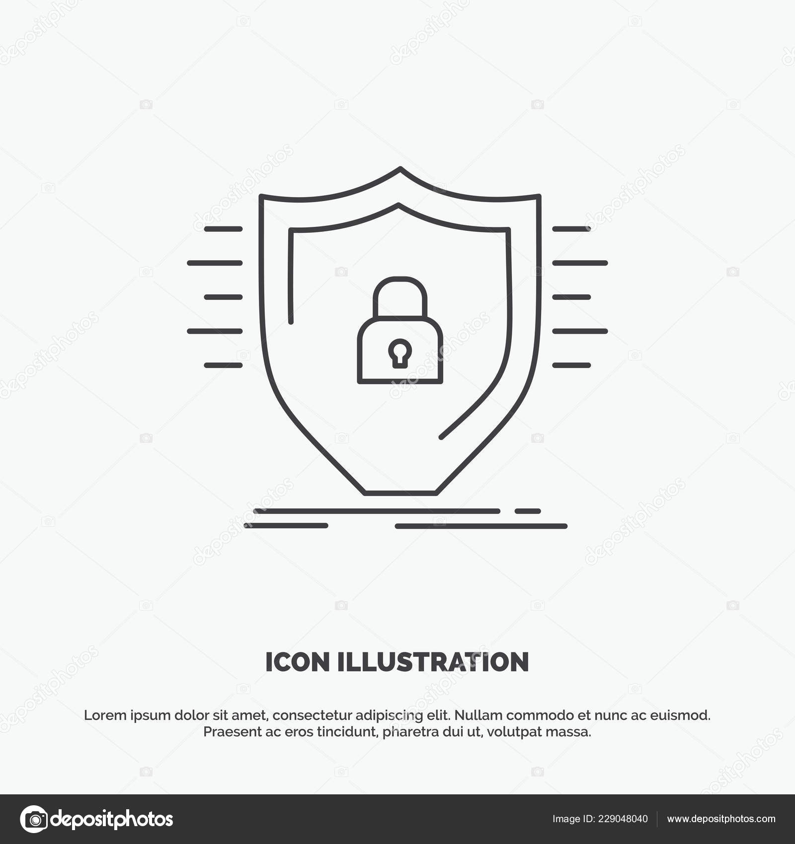 Defence Firewall Protection Safety Shield Icon Line Vector Gray Symbol ...