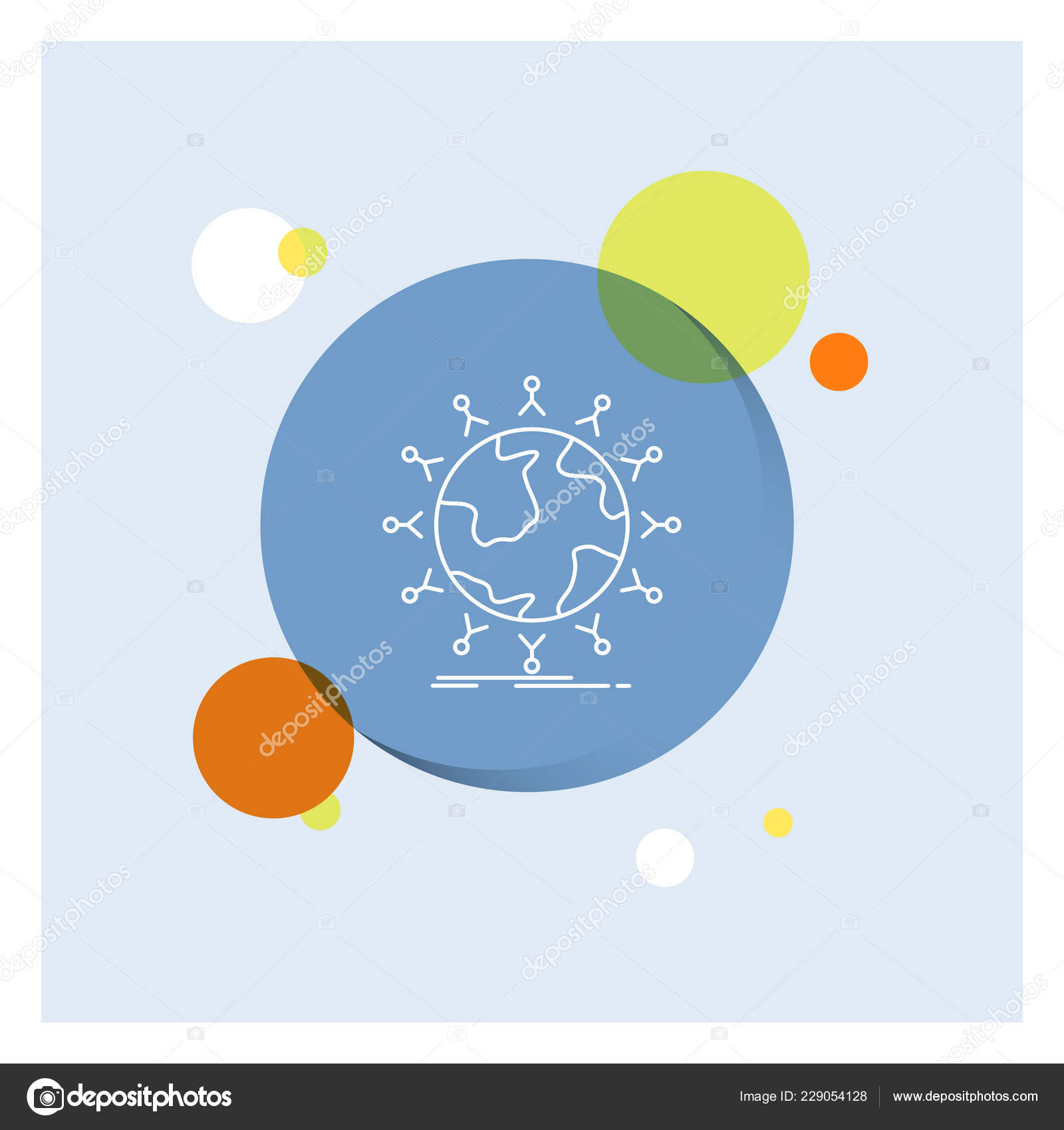 Global Student Network Globe Kids White Line Icon Colorful Circle Stock ...