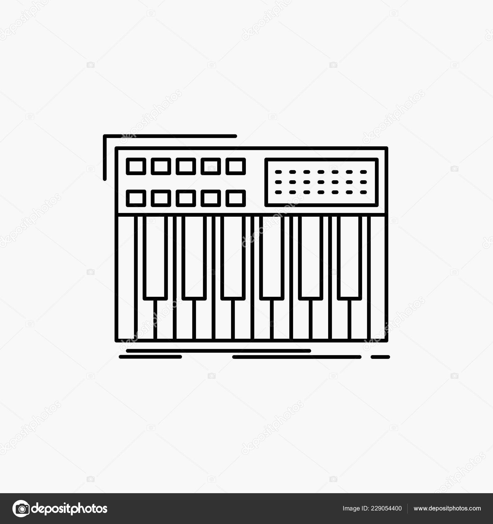 Synth Keyboard Midi Synthesiser Synthesizer Line Icon Vector Isolated ...