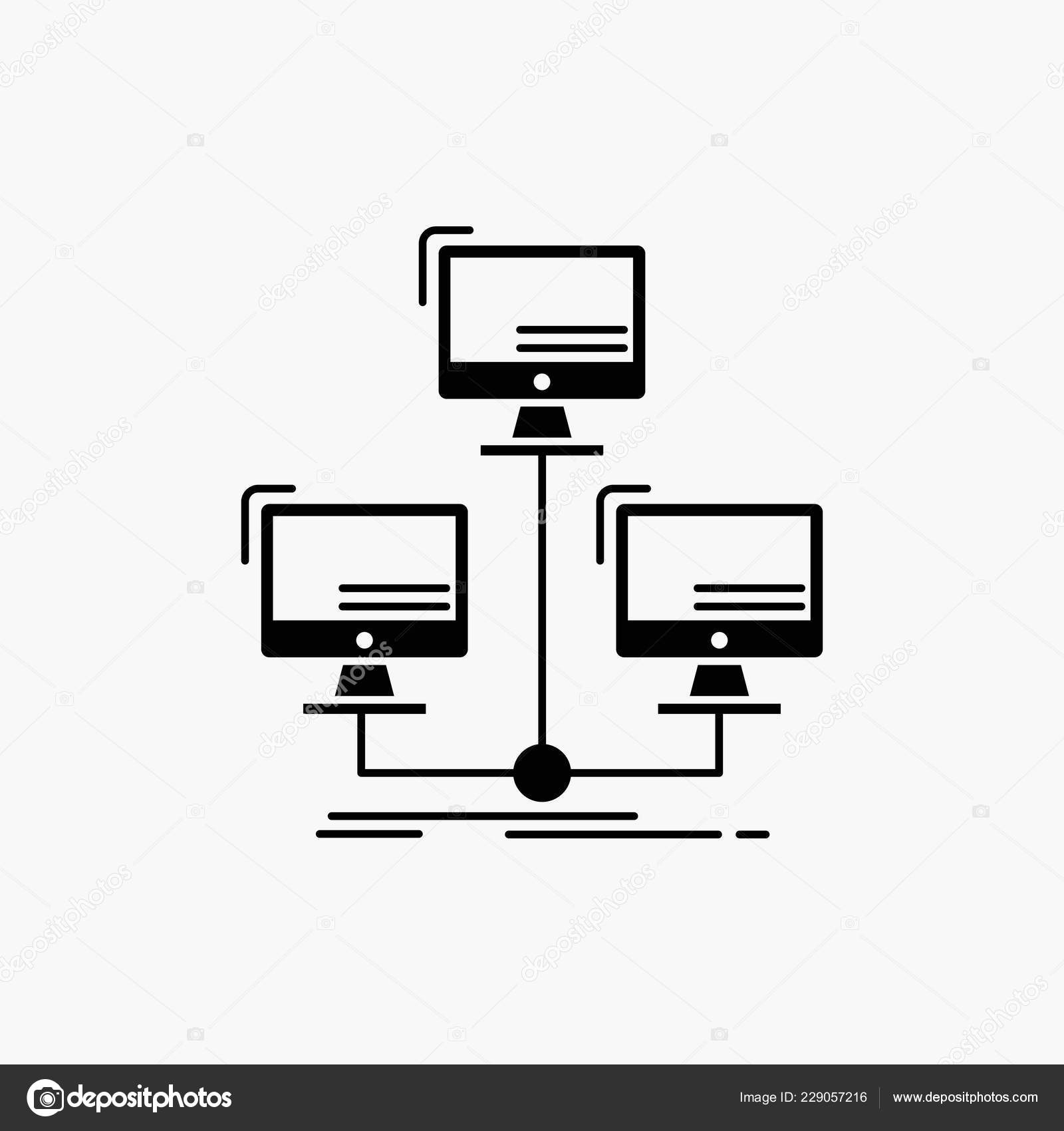 Database Distributed Connection Network Computer Glyph Icon Vector Isolated Illustration Stock