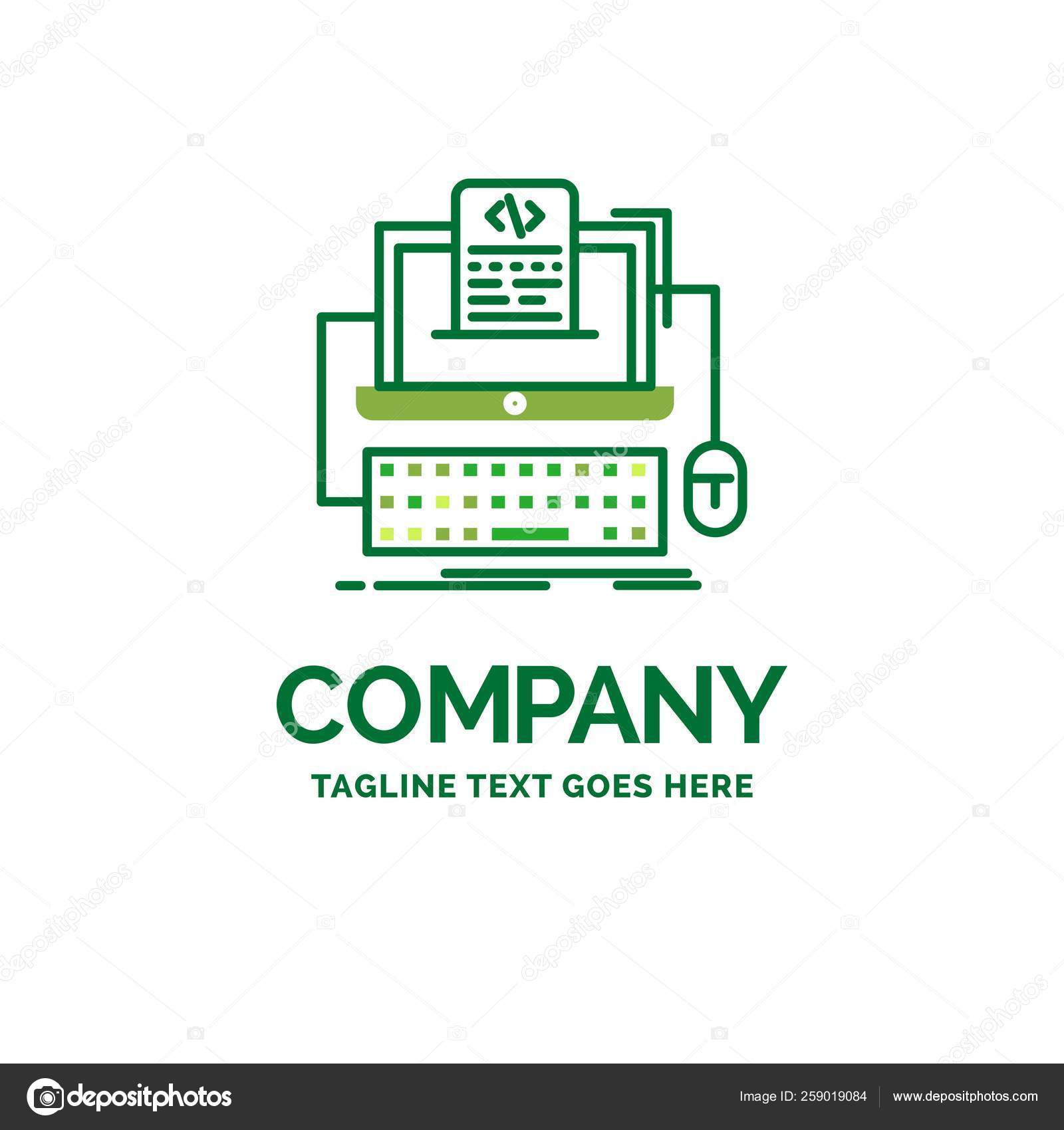 Code, coding, computer, monoblock, screen Flat Business Logo tem Stock ...