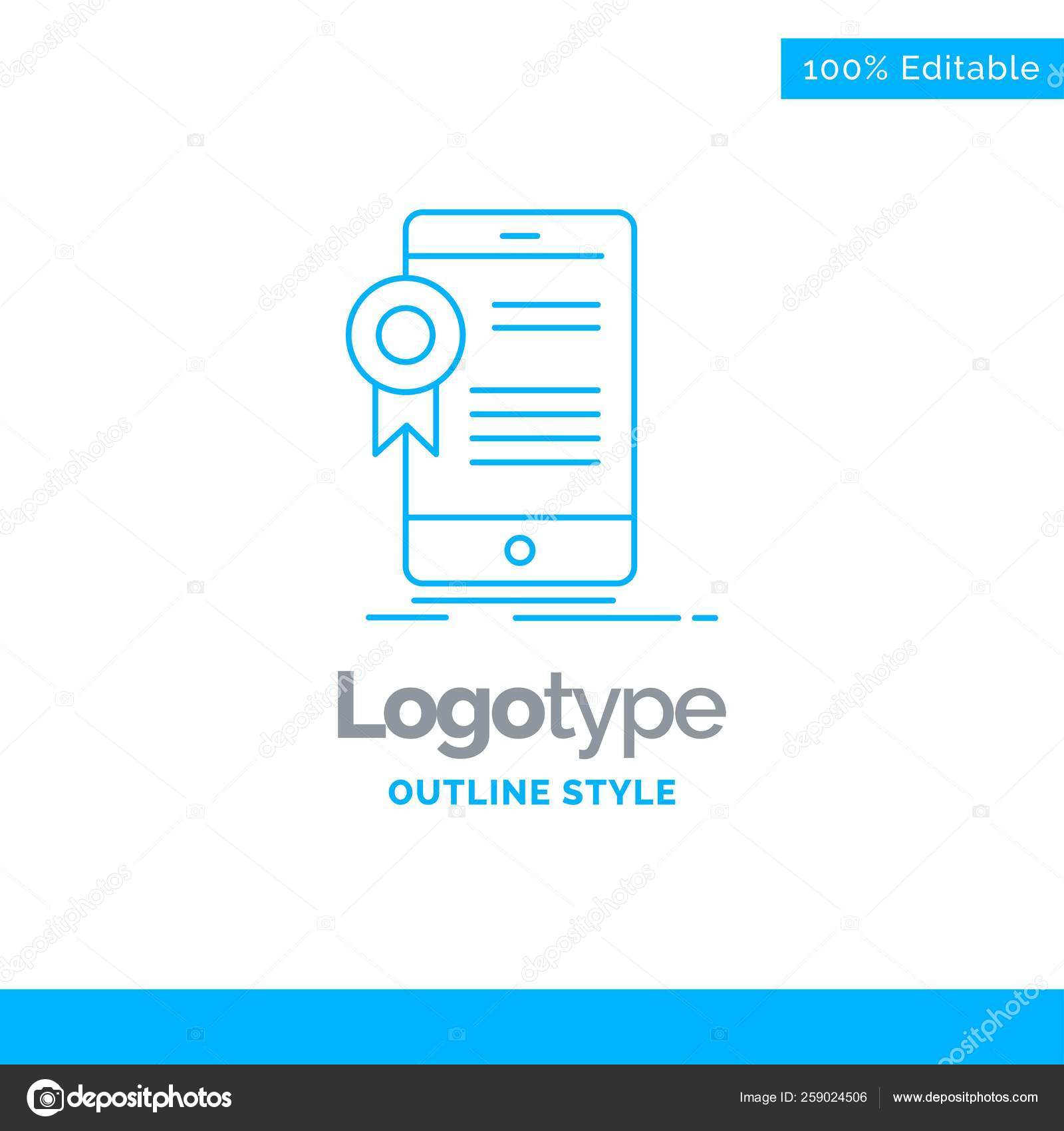 Diseño del logotipo azul para certificado, certificación, aplicación ...