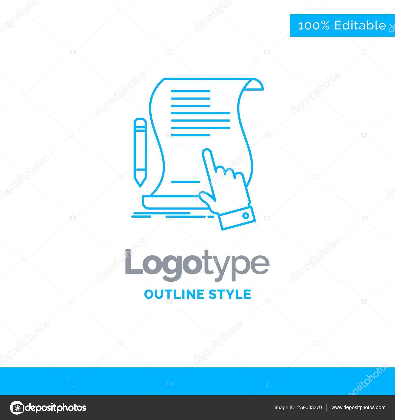 Blue Logo design for contract, document, paper, sign, agreement, Stock ...