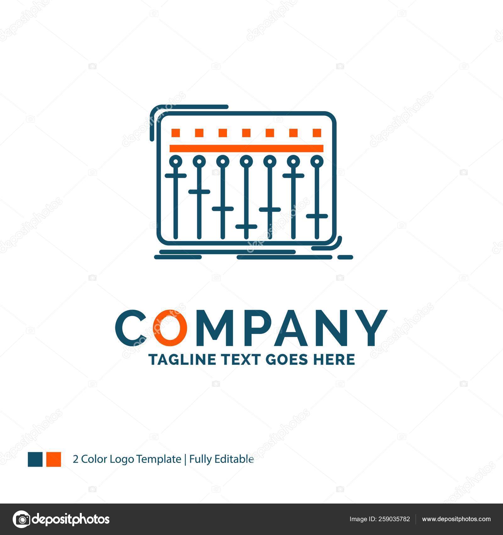 Console, dj, mixer, music, studio Logo Design. Blue and Orange B Stock ...