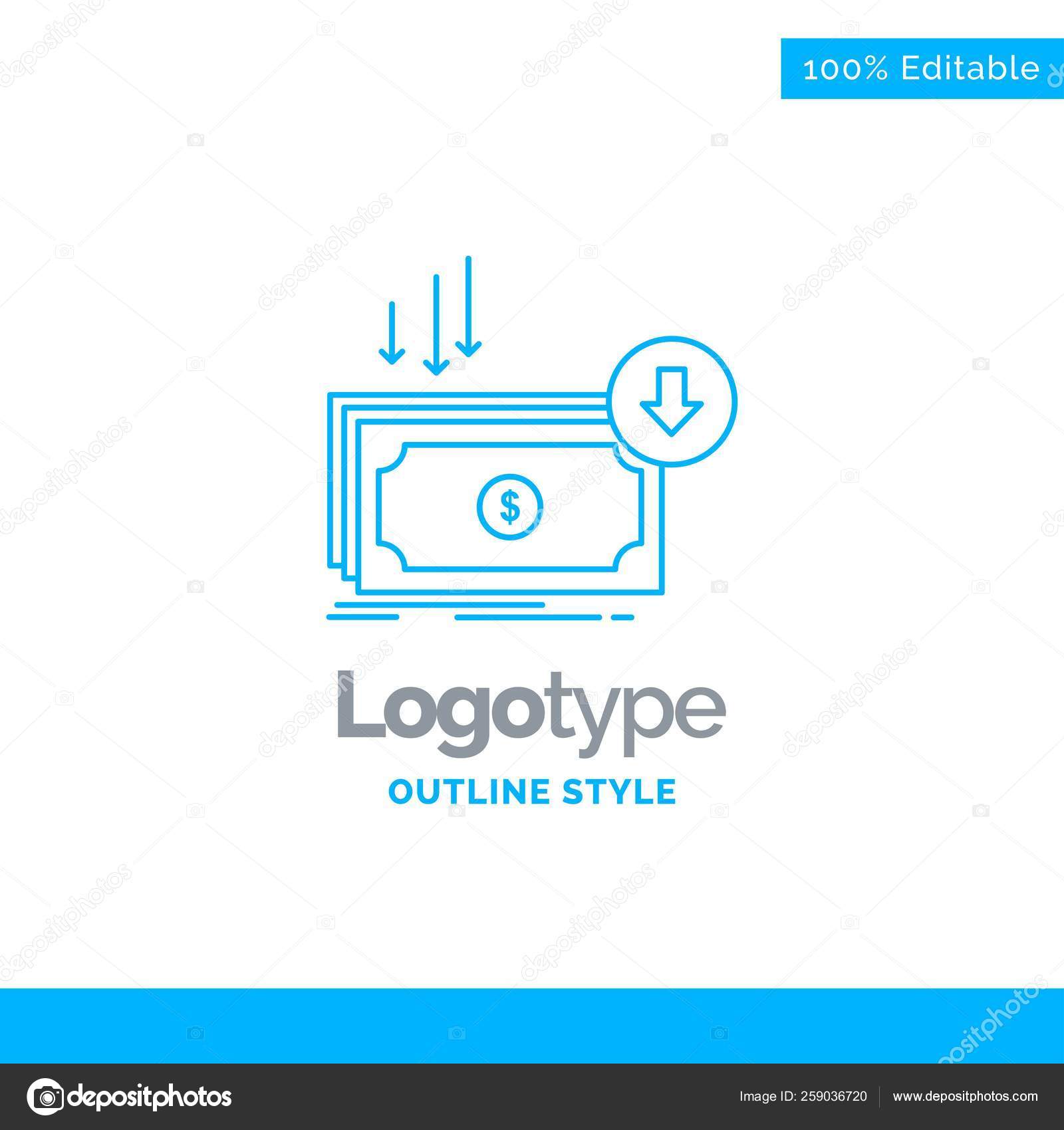 Blue Logo design for Business, cost, cut, expense, finance, mone Stock ...