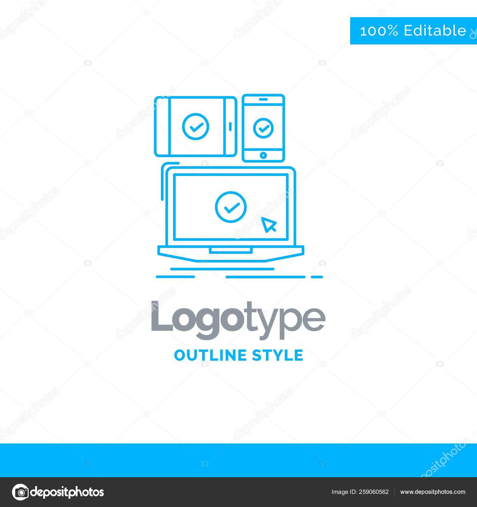 Blue Logo design for computer, devices, mobile, responsive, tech Stock ...