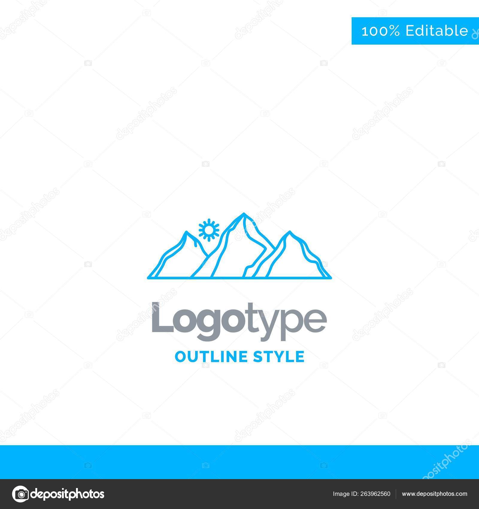 Blue Logo Design Hill Landscape Nature Mountain Sun Business Concept ...