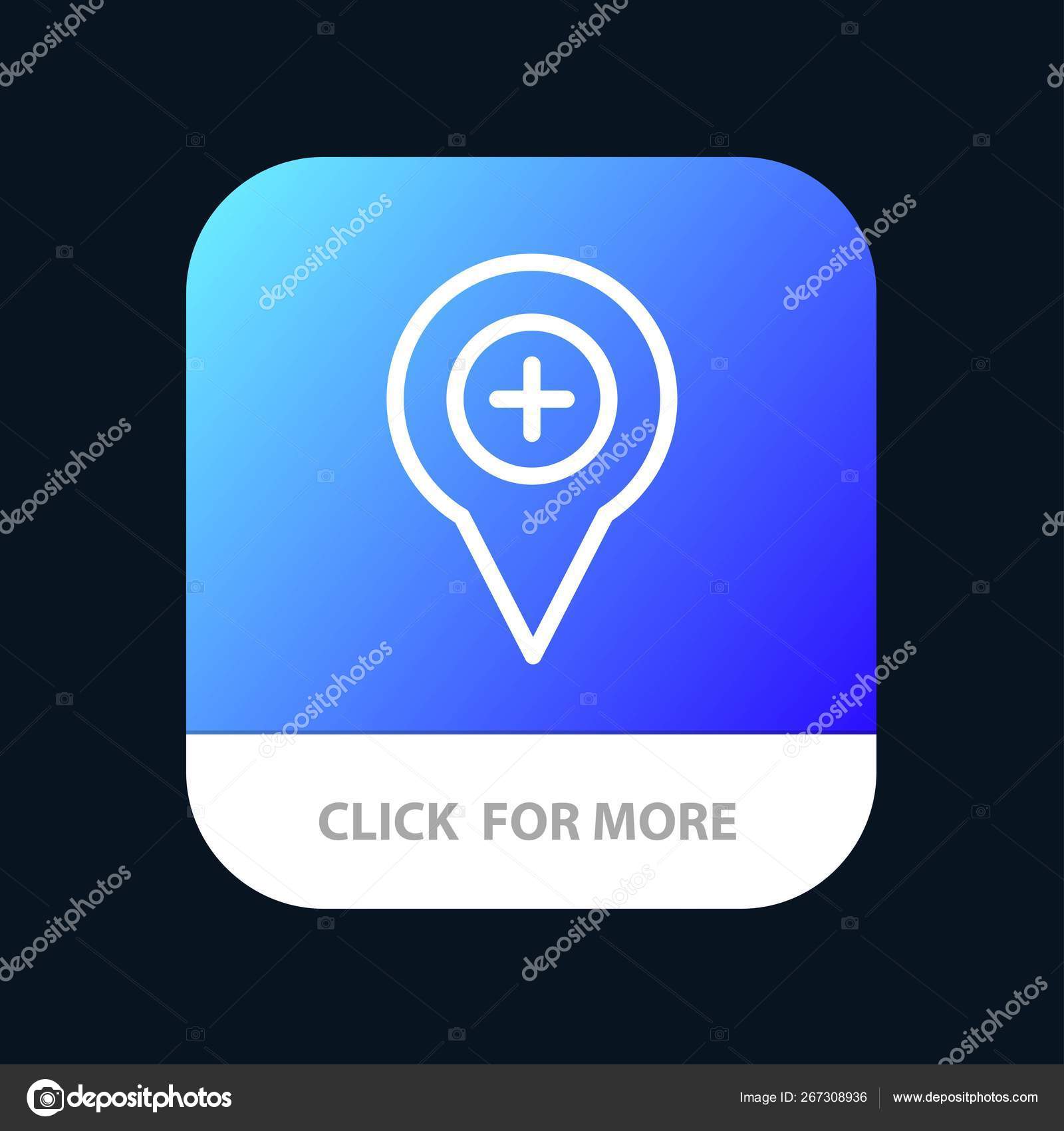 Location, Map, Navigation, Pin, Plus Mobile App Button. Android Stock ...