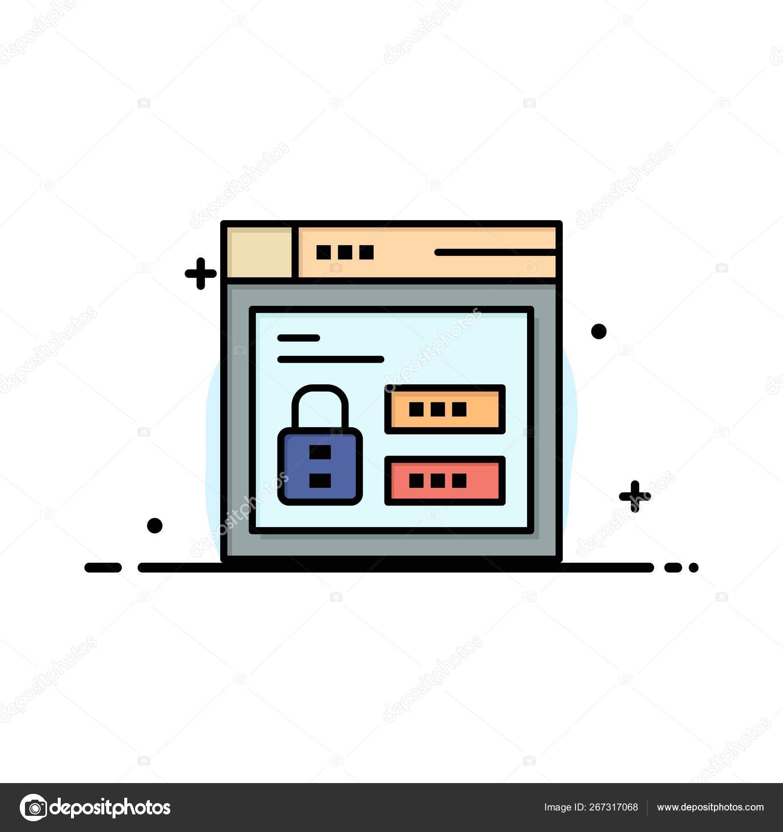 Browser, Web, Lock, Code Business Flat Line Filled Icon Vector Stock ...