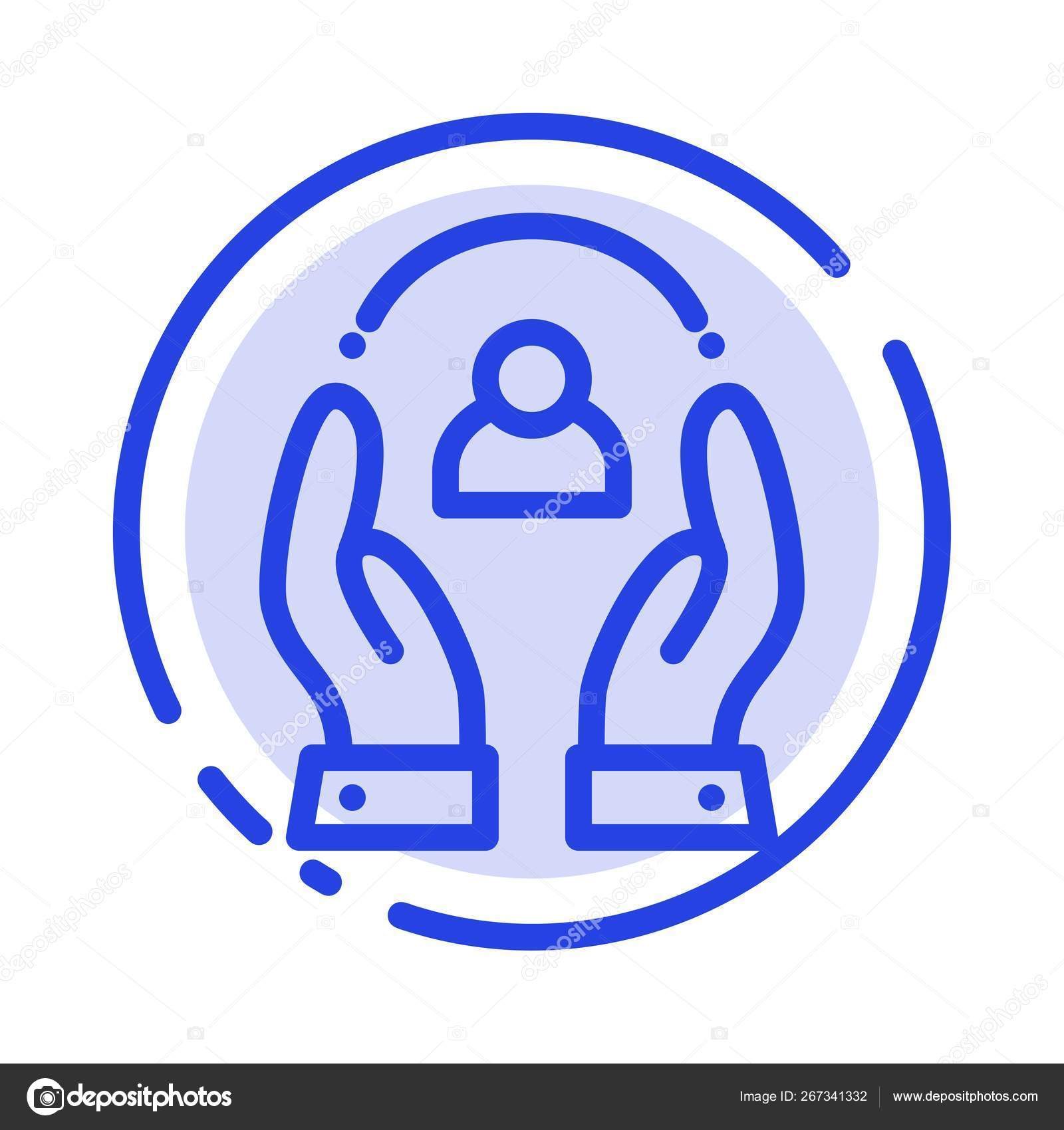 Cuidar, Cuidar, Humano, Pessoas, Proteção Linha pontilhada azul Ic ...