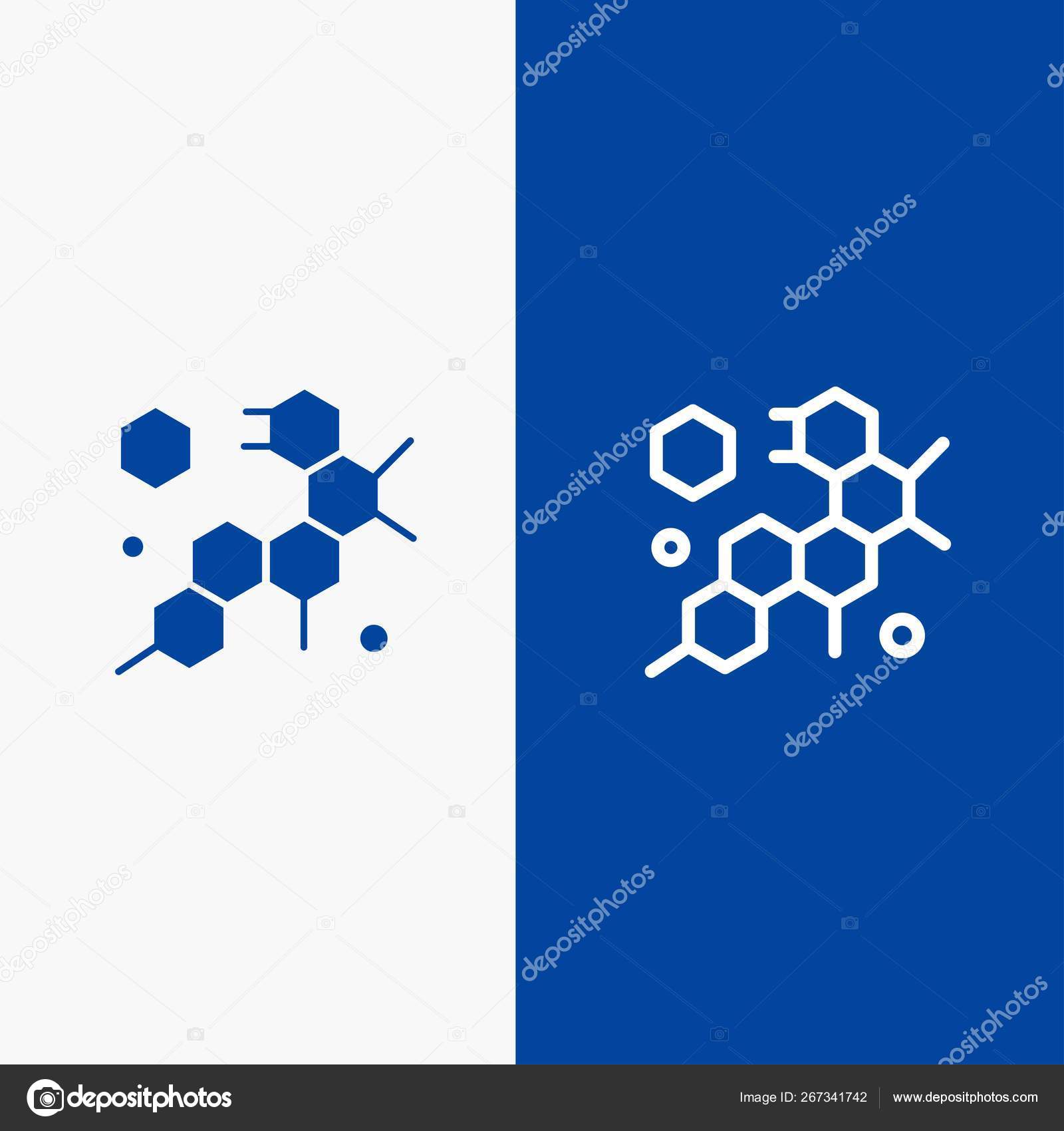 Cell, Molecule, Science Line and Glyph Solid icon Blue banner Li Stock ...