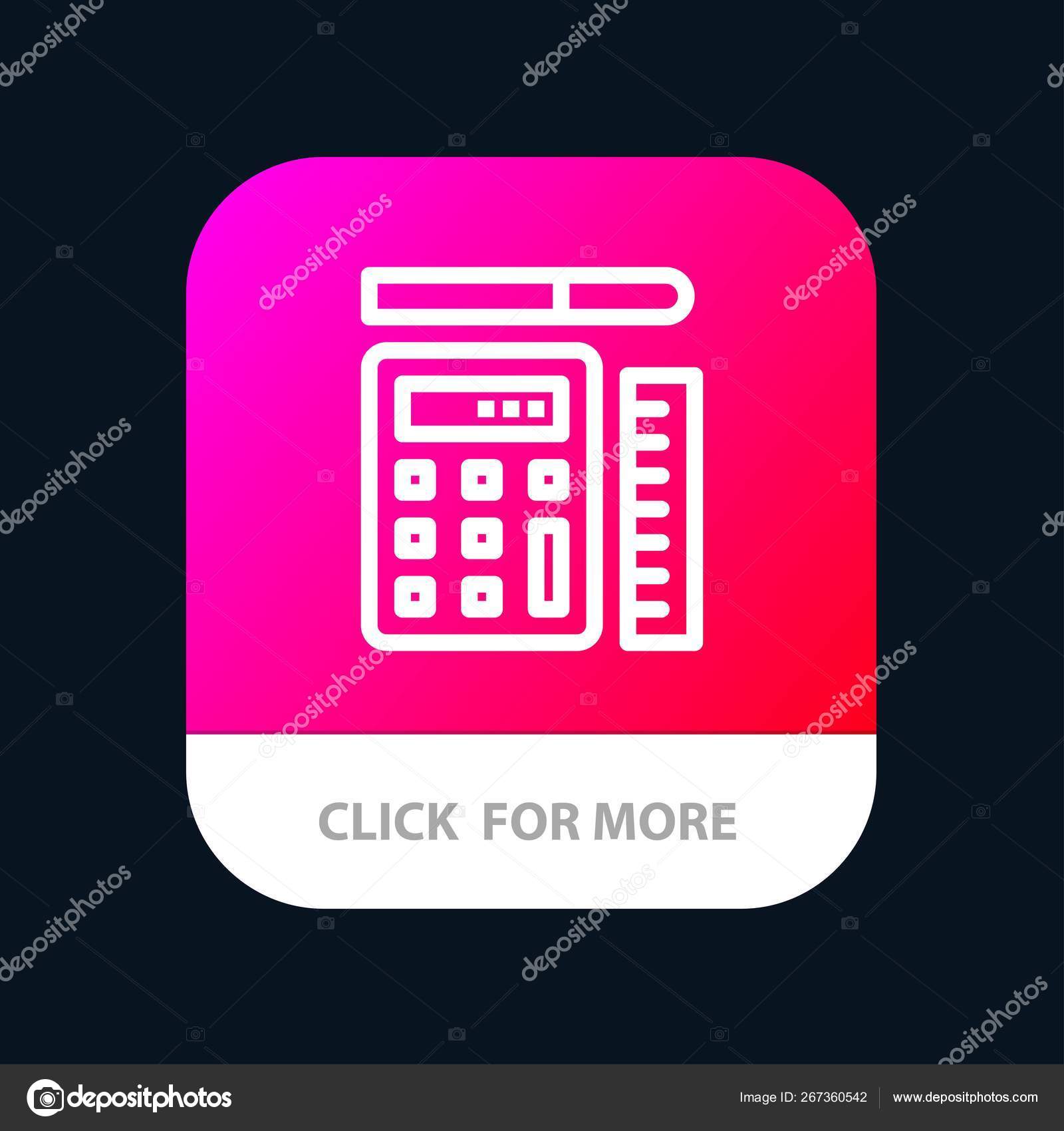 Pen, Calculator, Scale, Education Mobile App Button. Android and Stock ...