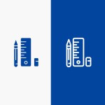 Pen, Pencil, Design Line and Glyph Solid icon Blue banner Line a Stock Vector by ©Flatart 267742028