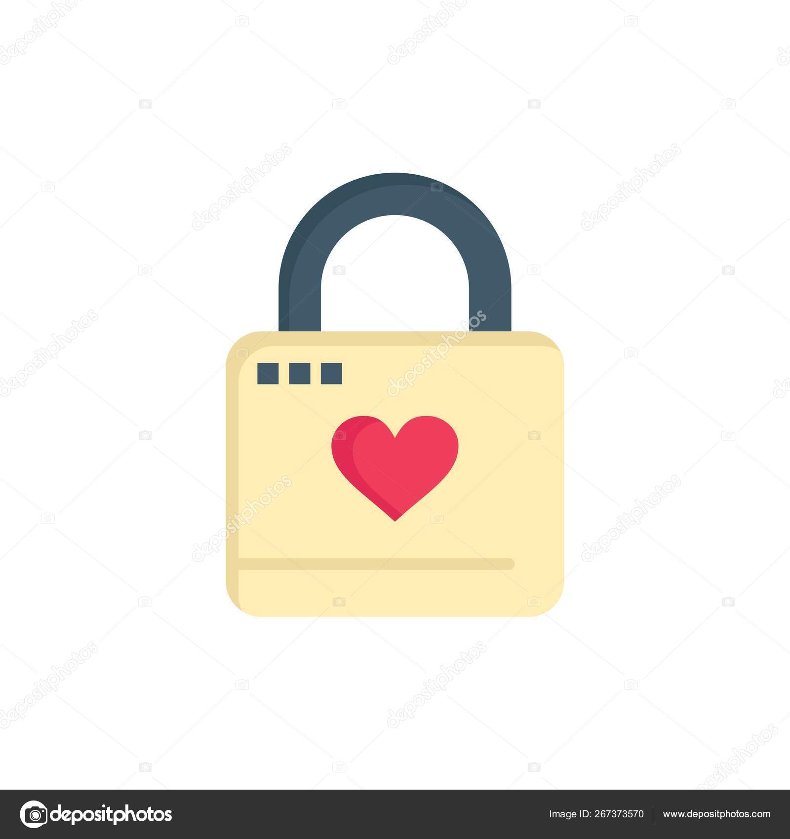 Lock, Locker, Heart, Heart Hacker, Heart Lock Flat Color Icon. Stock ...