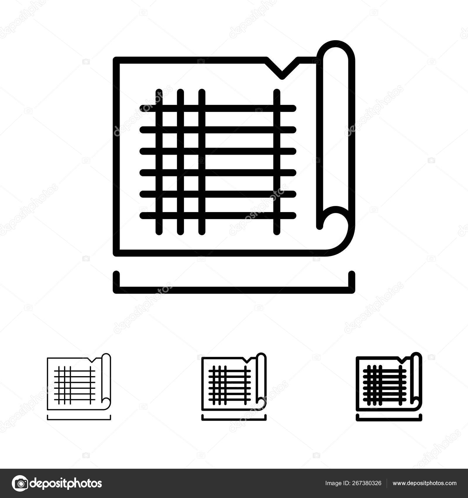 Construction, Drafting, House, Map Bold and thin black line icon Stock ...