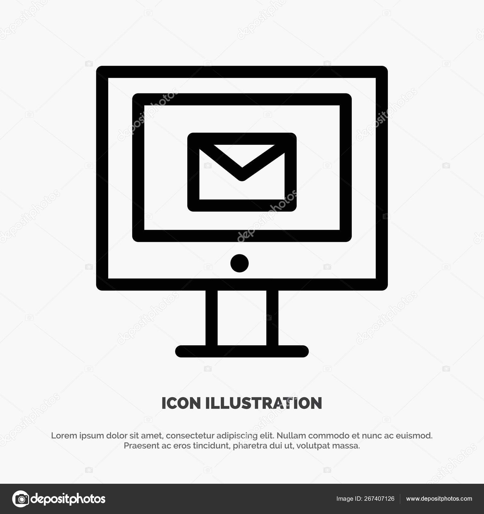 Computer, Mail, Chat, Service Line Icon Vector Stock Vector Image by ...