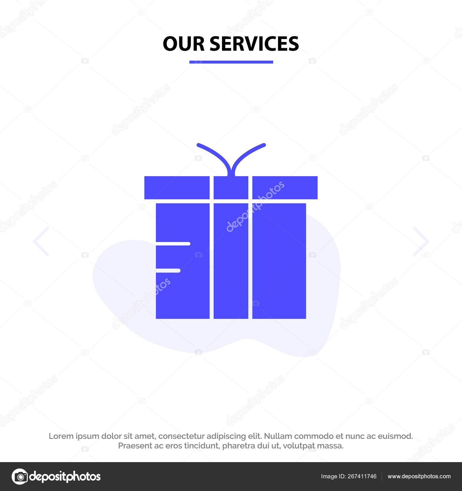 Our Services Box, Logistic, Gift, Global Solid Glyph Icon Web ca Stock ...
