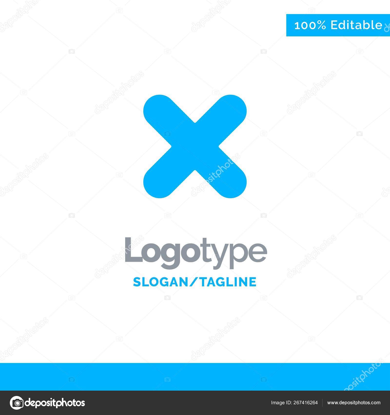 Delete, Cancel, Close, Cross Blue Solid Logo Template. Place for Stock Vector Image by ©Flatart ...