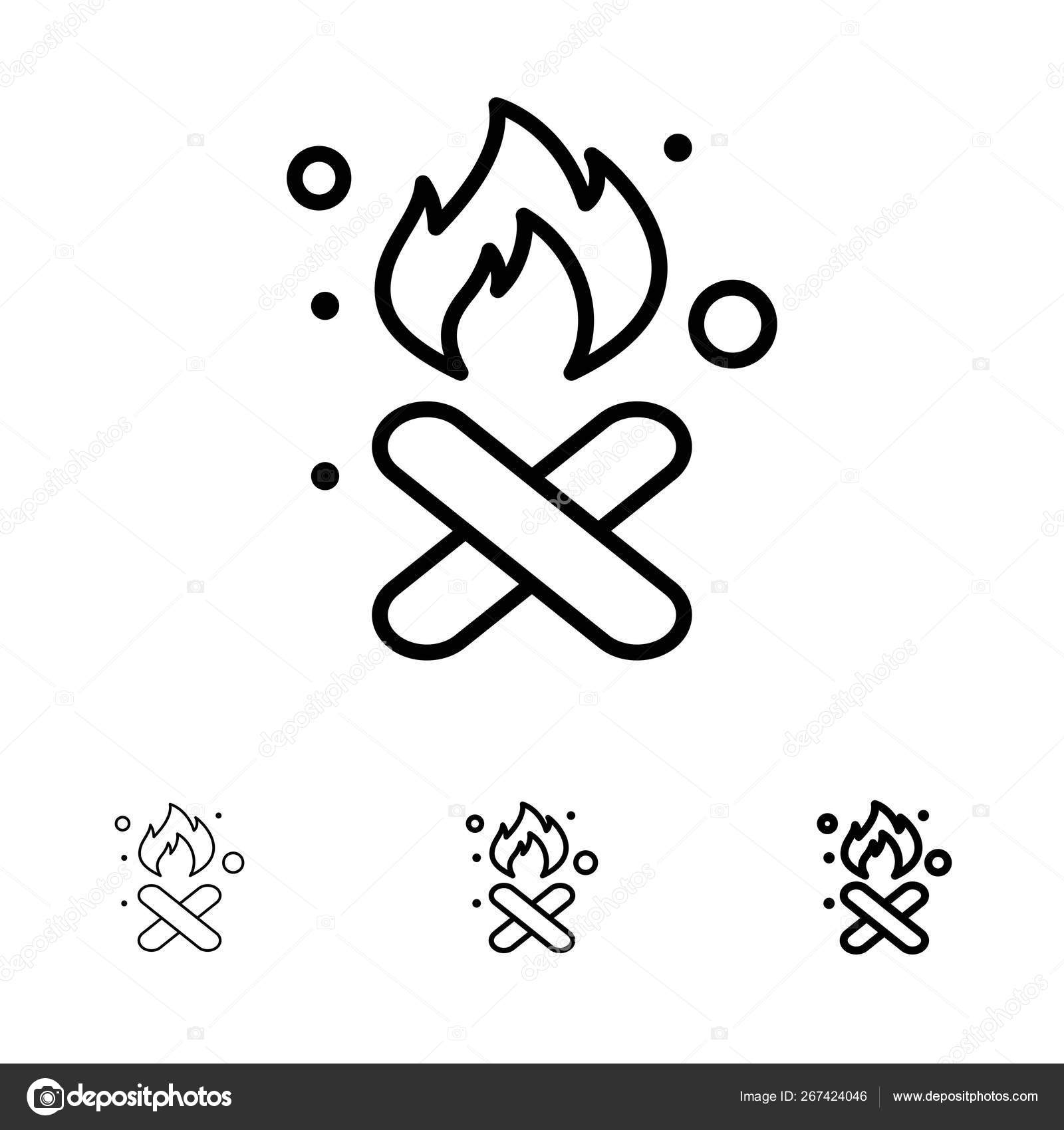 Burn, Fire, Garbage, Pollution, Smoke Bold and thin black line i Stock ...