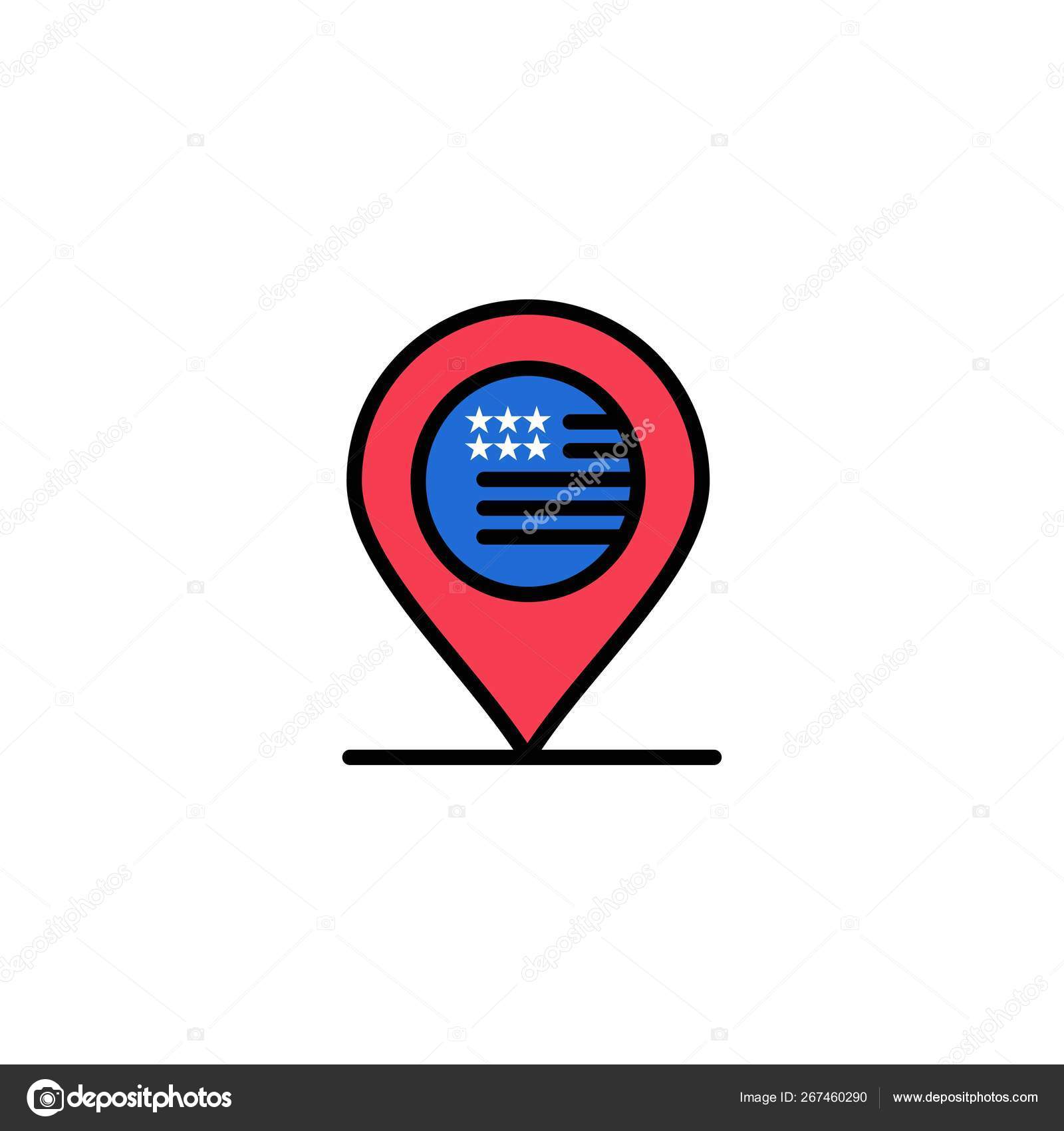 American, Location, Map, Sign Business Logo Template. Flat Color Stock ...