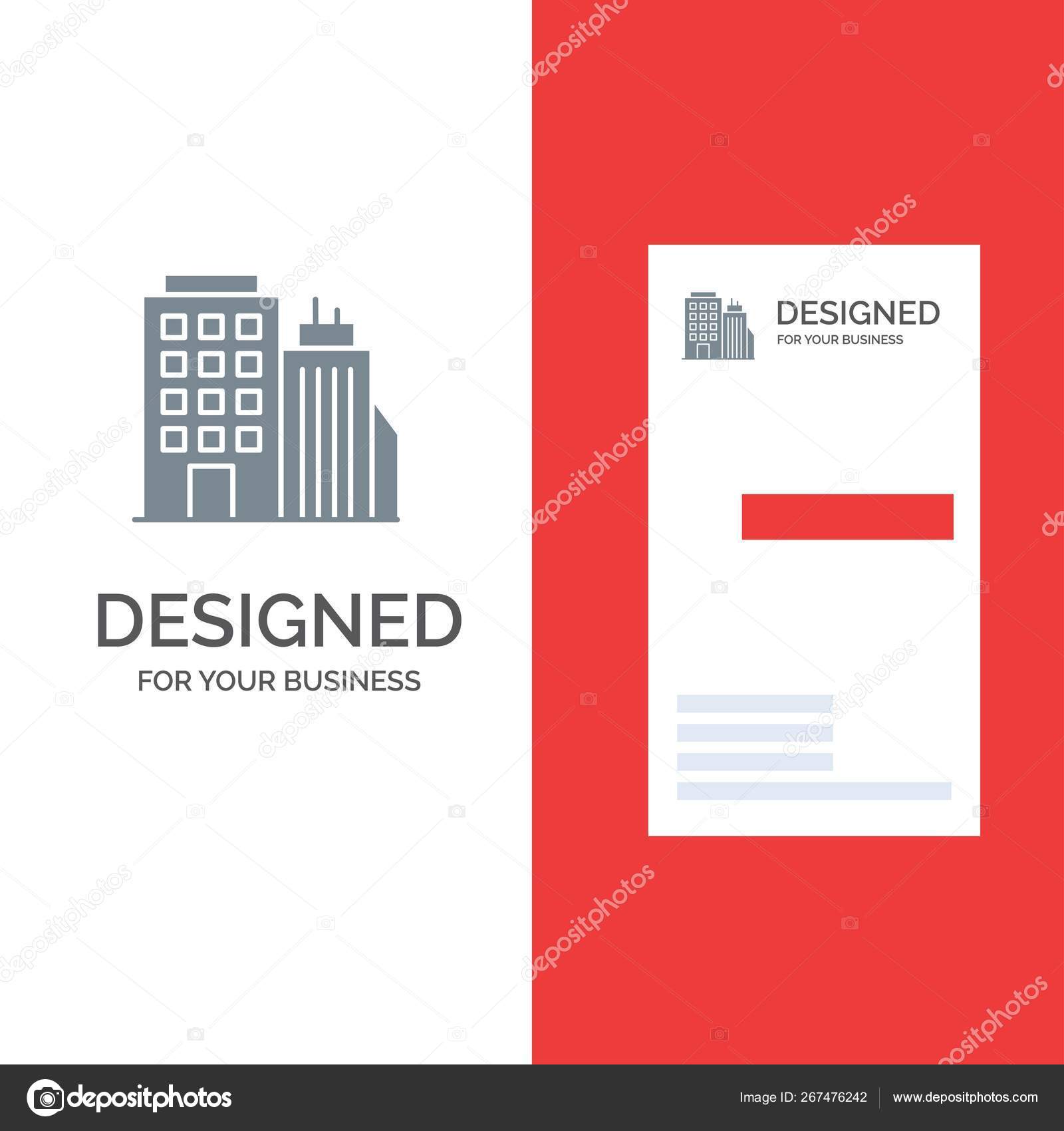 Building, Office, Tower, Head office Grey Logo Design and Busine Stock ...