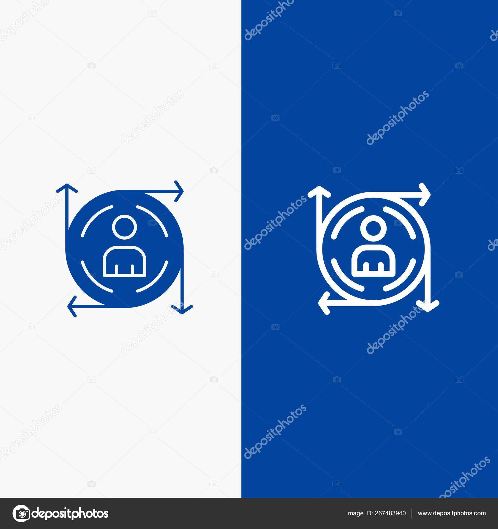User, Predication, Arrow, Path Line and Glyph Solid icon Blue ba Stock ...