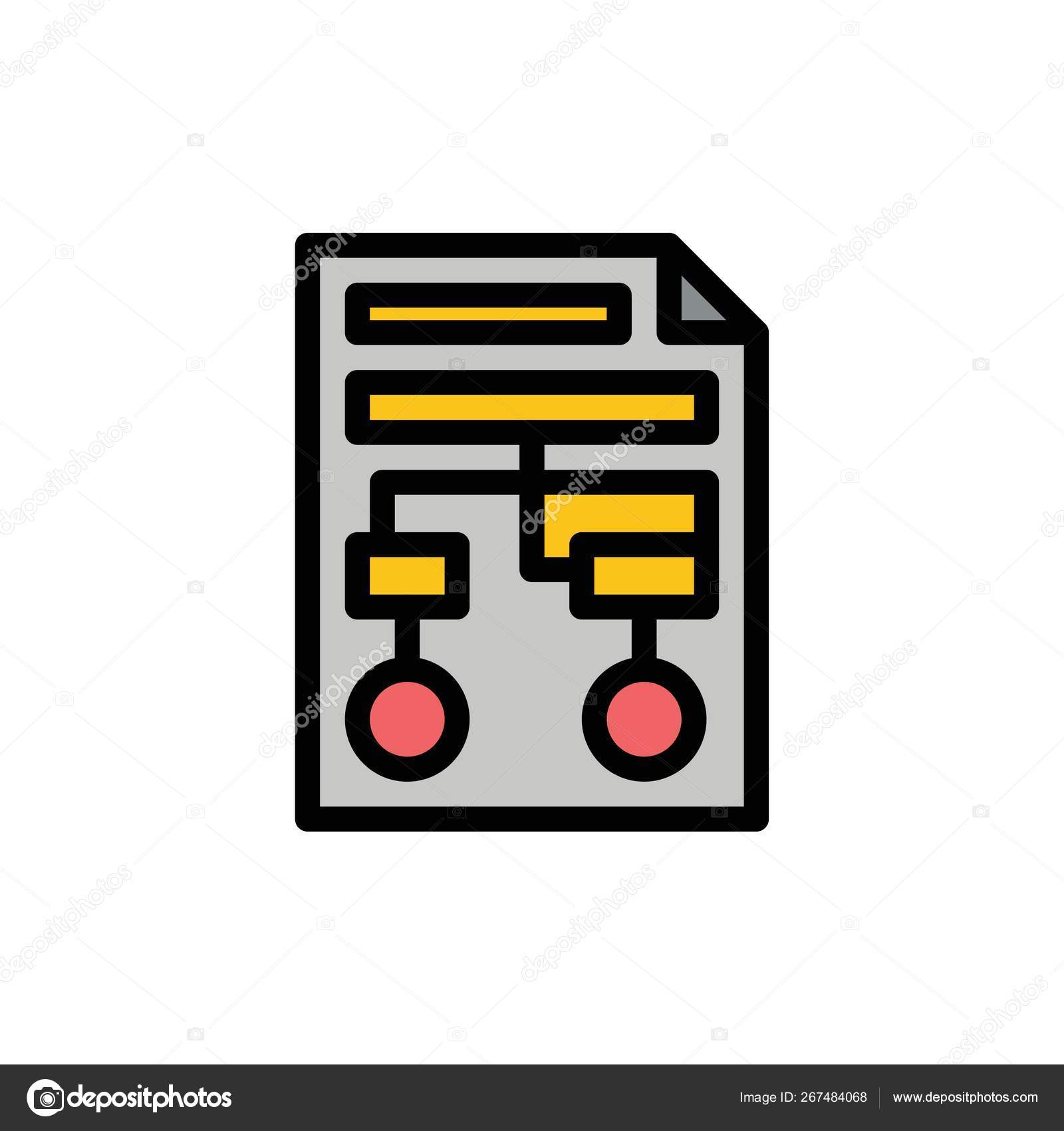 Graph, Paper, Process, Wireframe, Document Flat Color Icon. Vec Stock ...