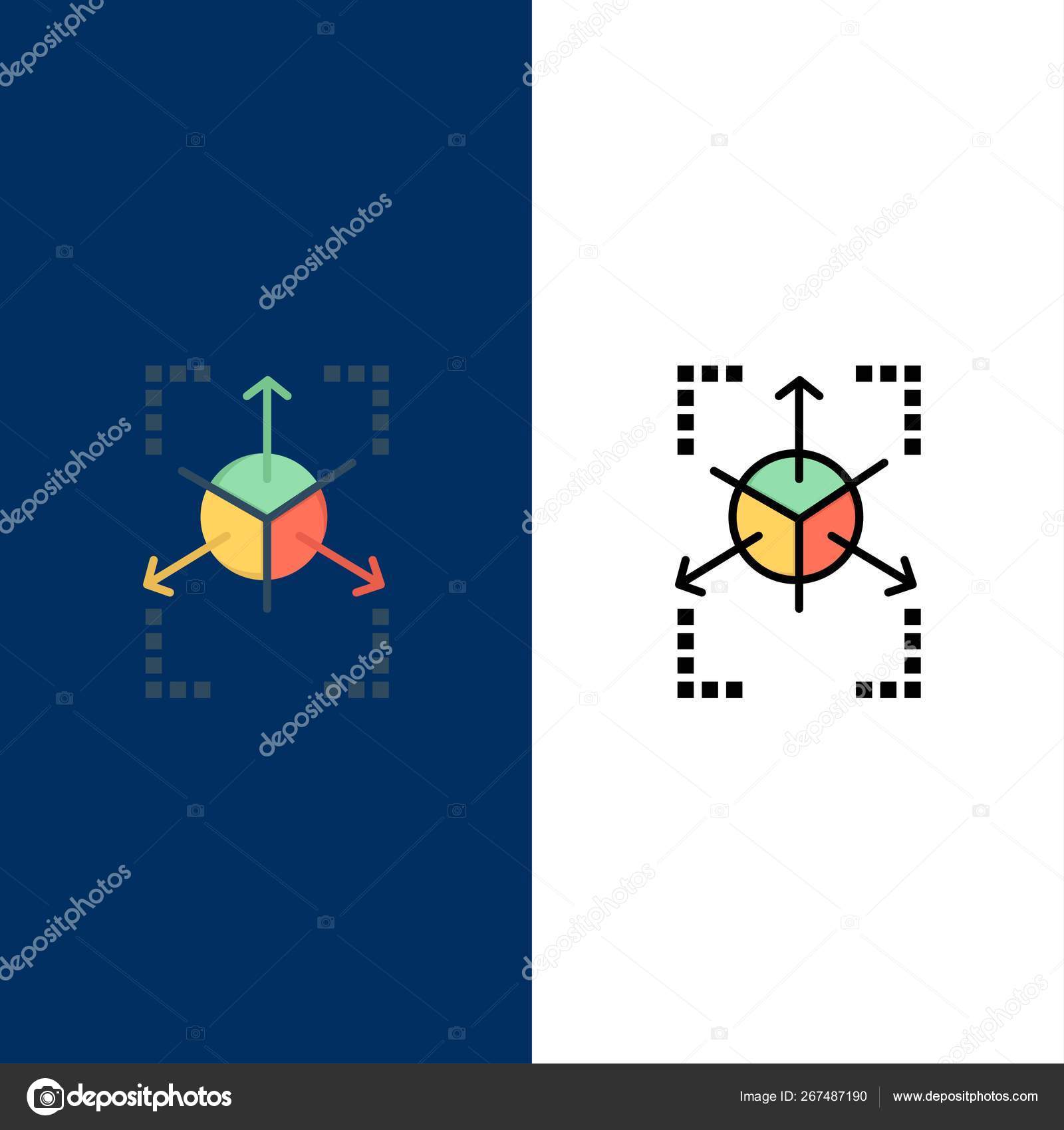 Prototype, Grid, Database, Chart Icons. Flat and Line Filled Ic Stock ...