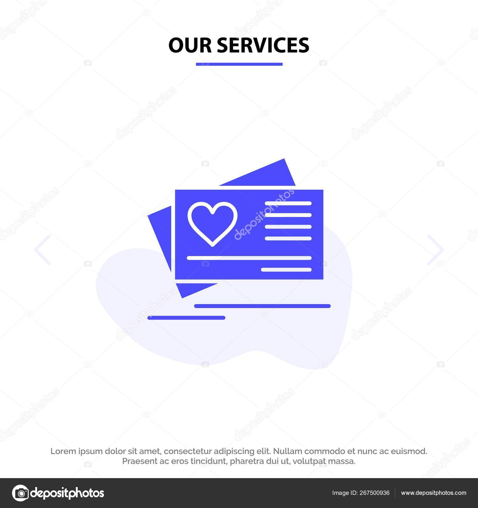 Our Services Card, Love, Heart, Wedding Solid Glyph Icon Web car Stock ...