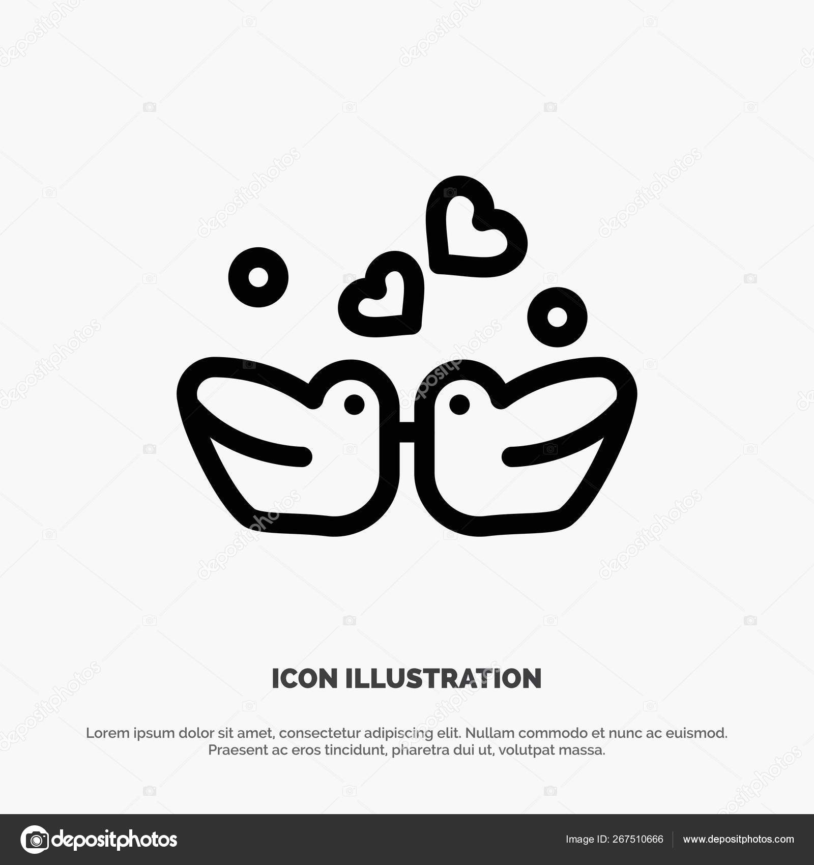 Birds, Lovebirds, Couple, Ducks Line Icon Vector Stock Vector Image by ©Flatart #267510666