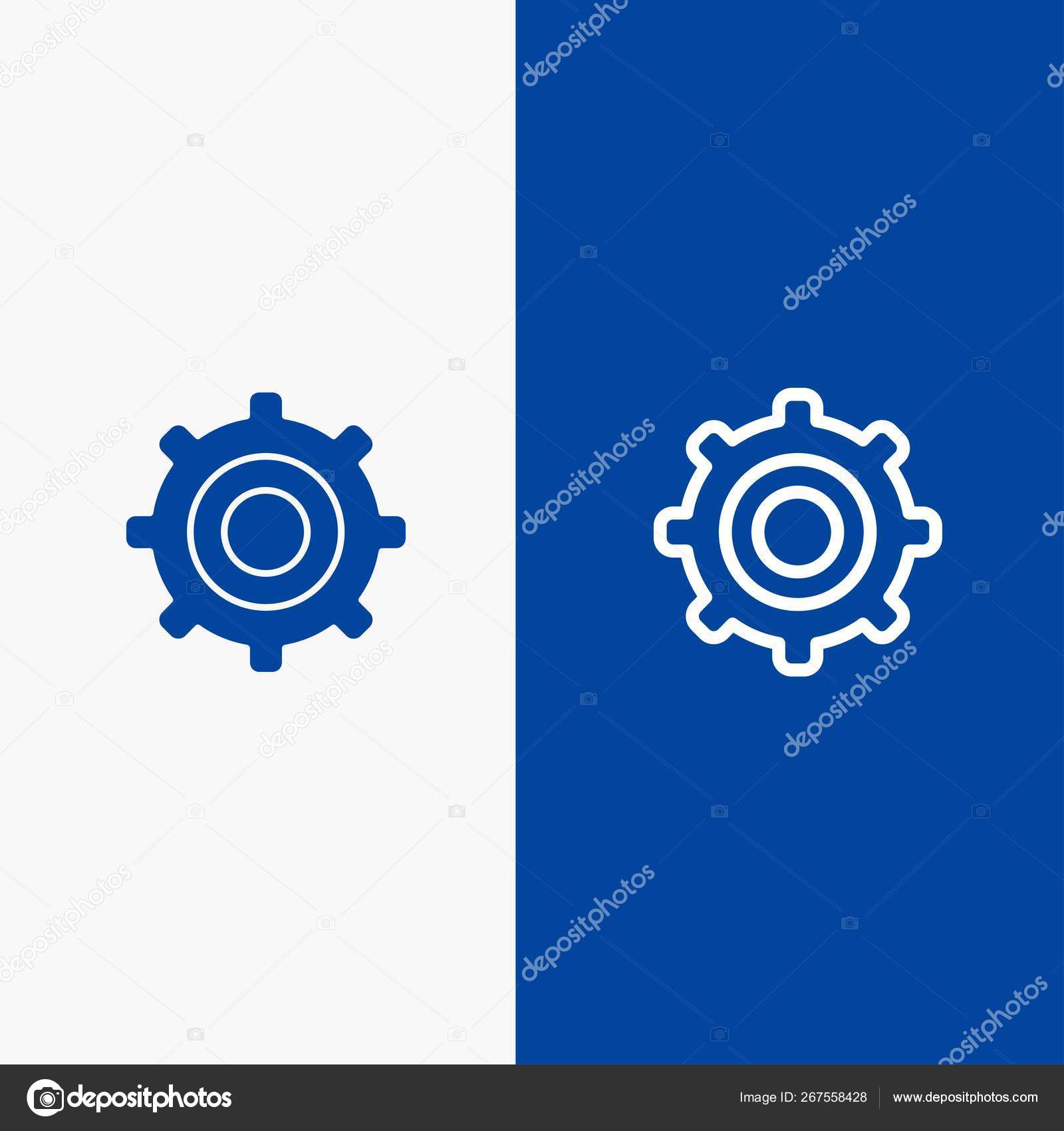 Gear, Setting, Cogs Line and Glyph Solid icon Blue banner Line a Stock Vector Image by ©Flatart ...
