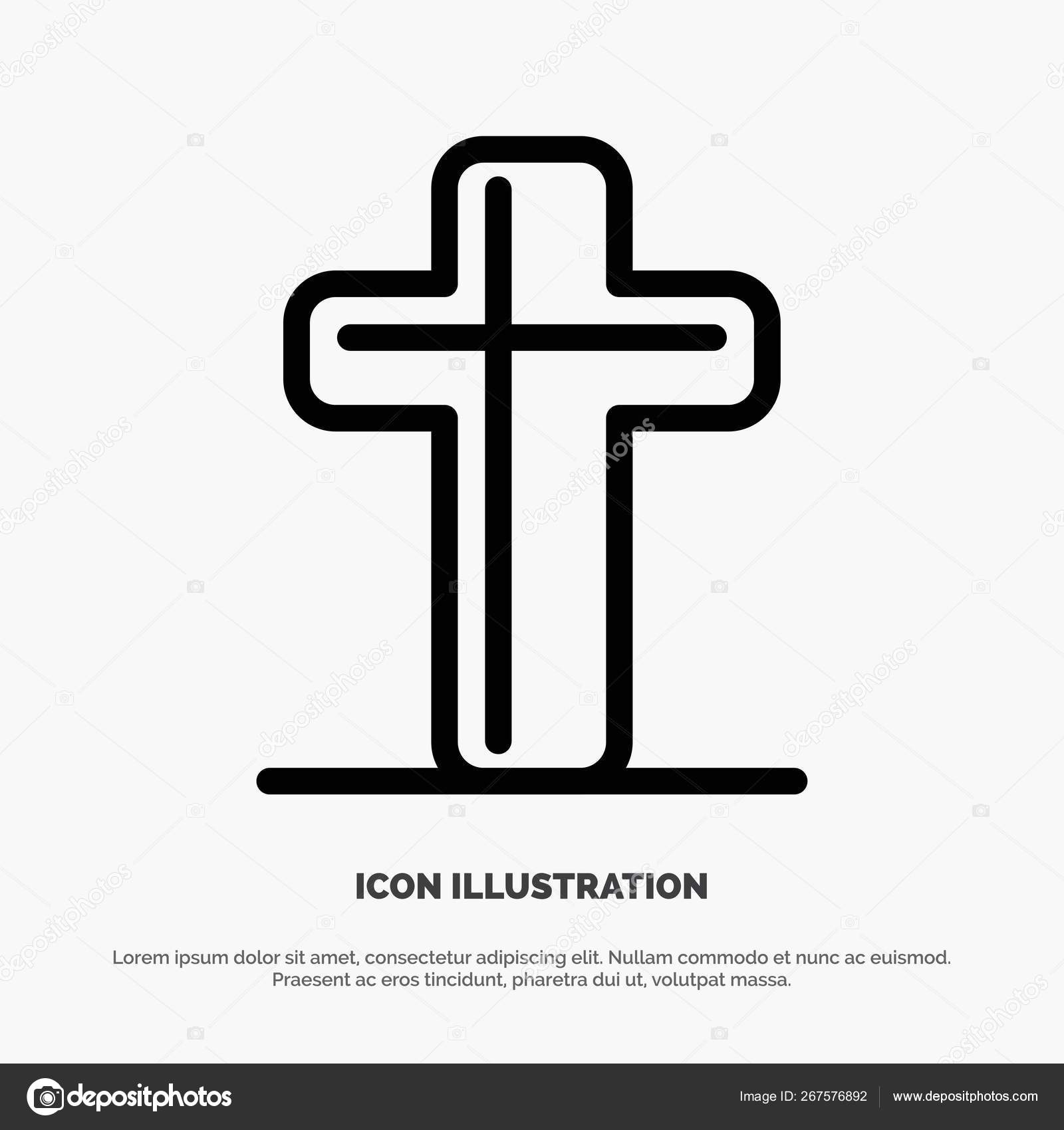 Celebración, Cristiano, Cruz, Línea de Pascua Icono Vector Vector de ...
