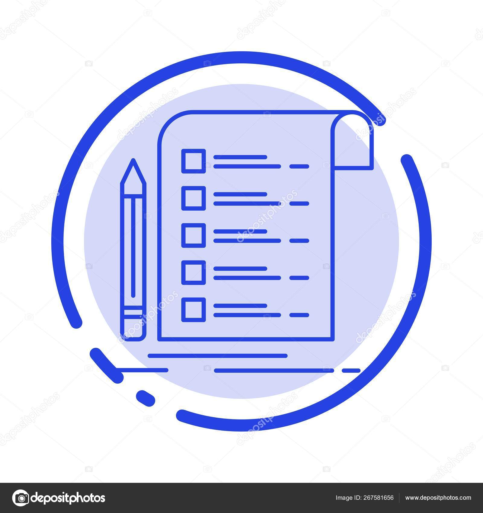 File, Report, Invoice, Card, Checklist Blue Dotted Line Line Ico Stock ...