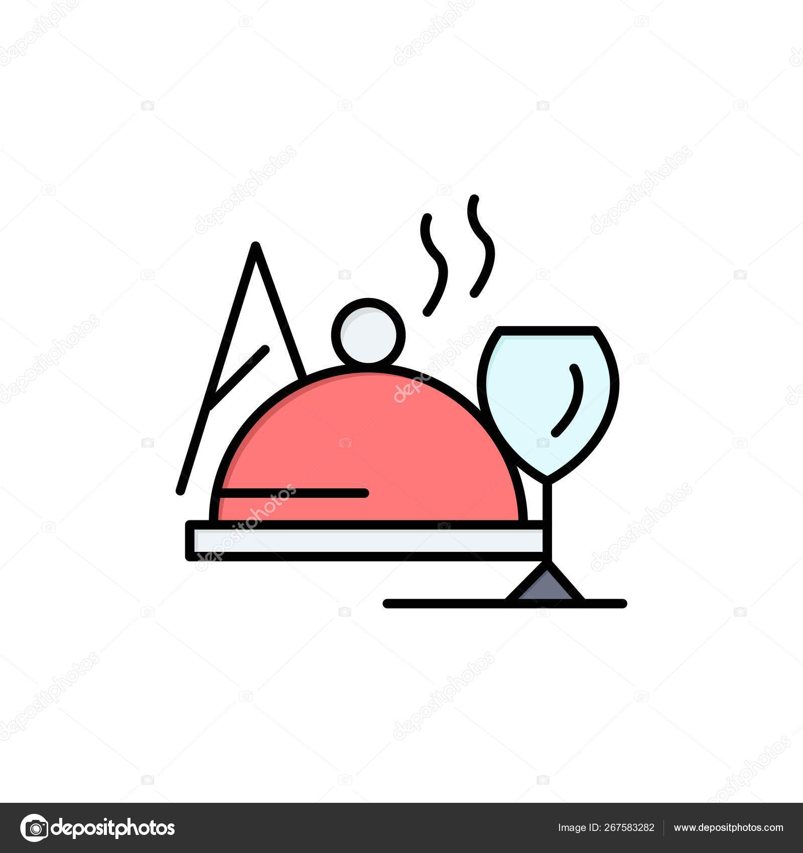 Hotel, Dish, Food, Glass Flat Color Icon. Vector icon banner Te Stock ...