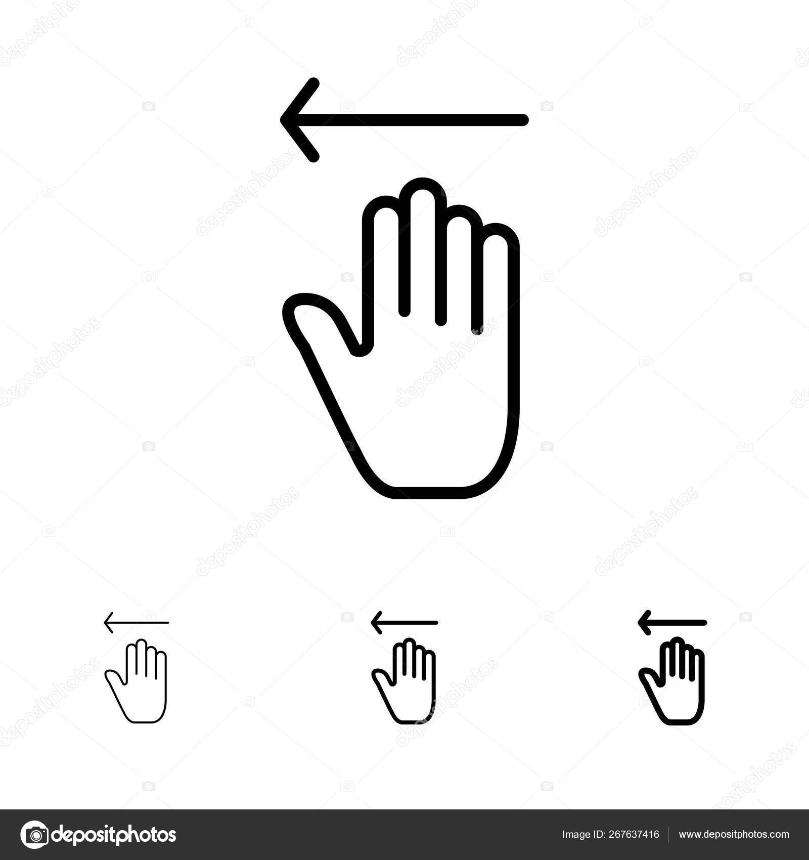 Hand, Arrow, Gestures, Left Bold and thin black line icon set Stock ...