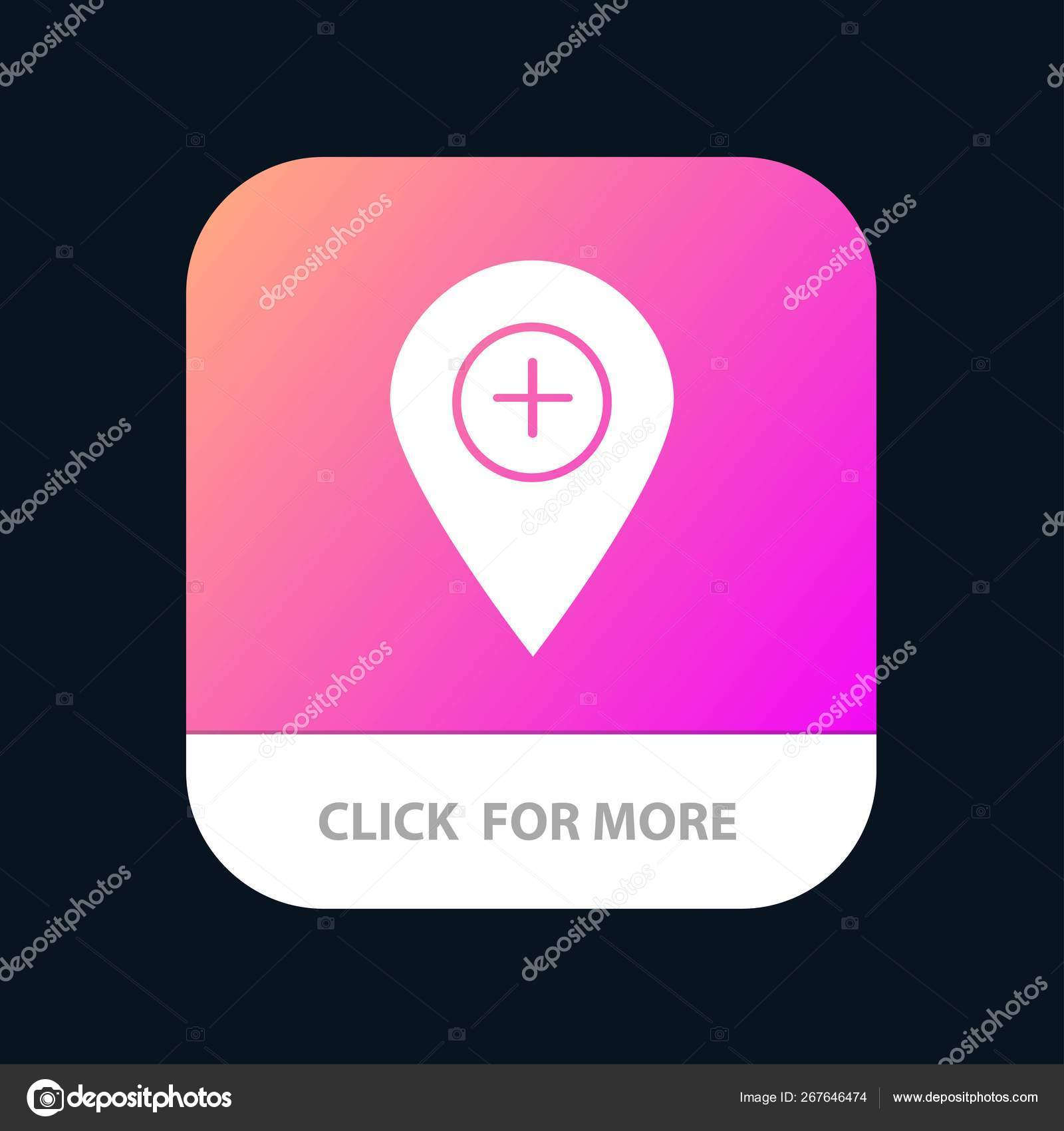 Plus, Location, Map, Marker, Pin Mobile App Button. Android and Stock ...