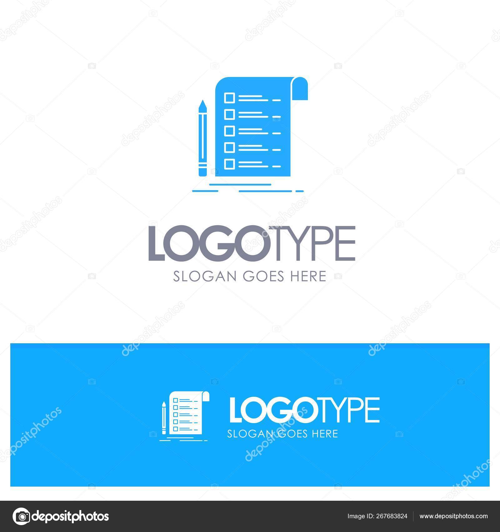 File, Report, Invoice, Card, Checklist Blue Solid Logo with plac Stock ... File, Report, Invoice, Card, Checklist Blue Solid Logo with plac Stock ...