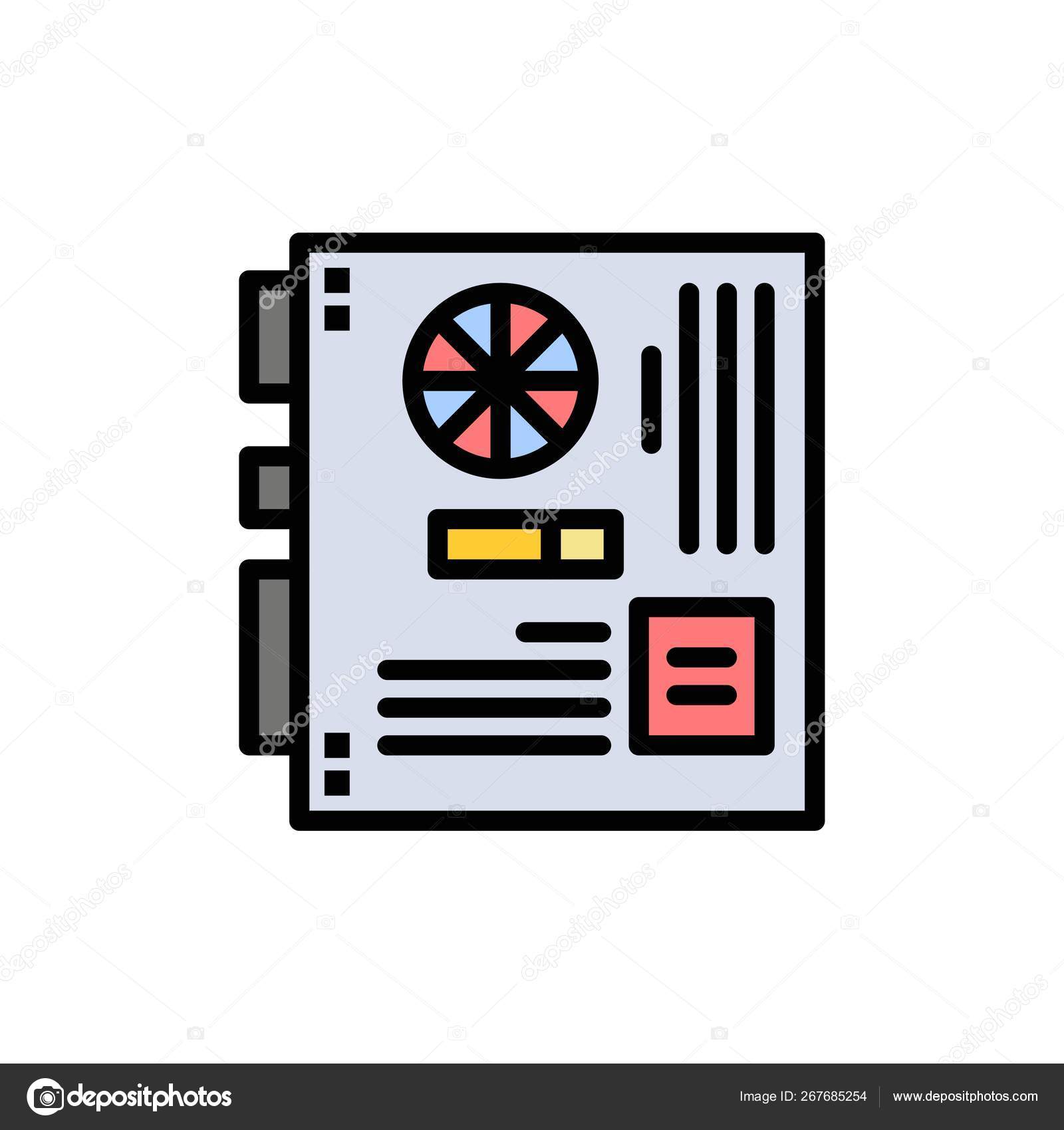 Computer, Main, Mainboard, Mother, Motherboard Flat Color Icon. Stock ...