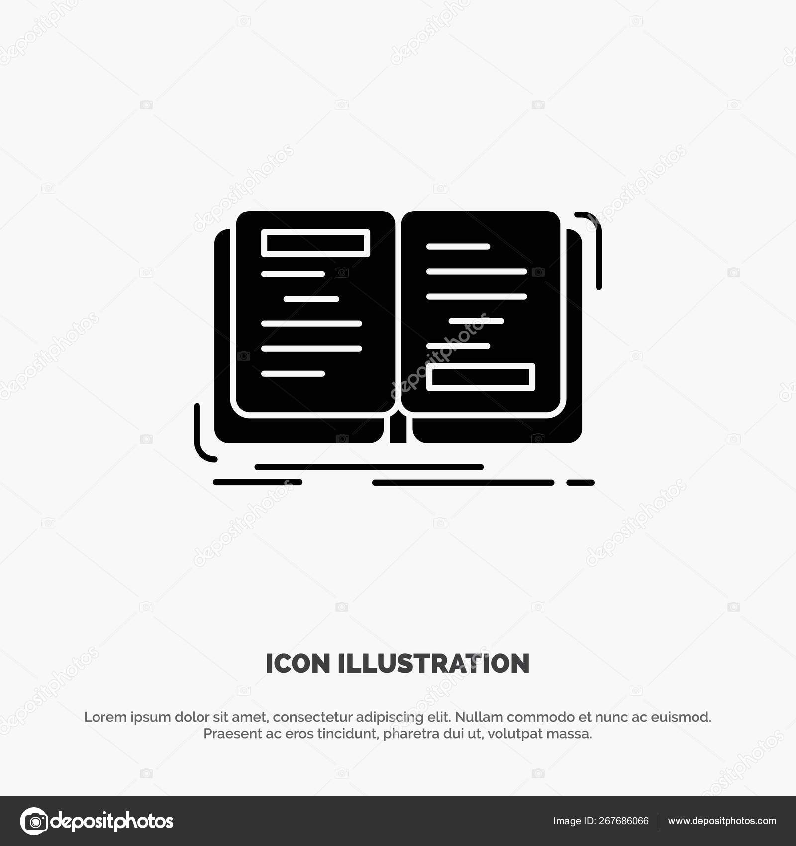 Book, Novel, Story, Writing, Theory solid Glyph Icon vector Stock ...
