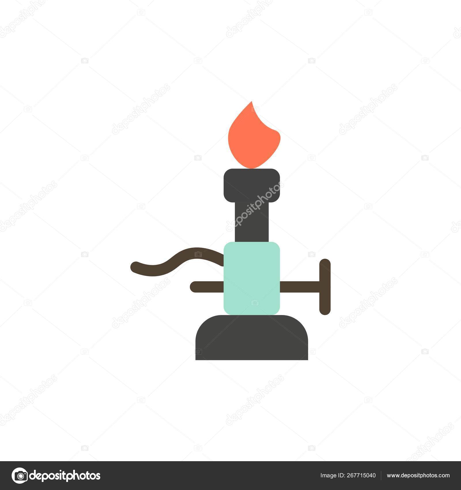 Fire, Lab, Light, Science, Torch Flat Color Icon. Vector icon b Stock ...