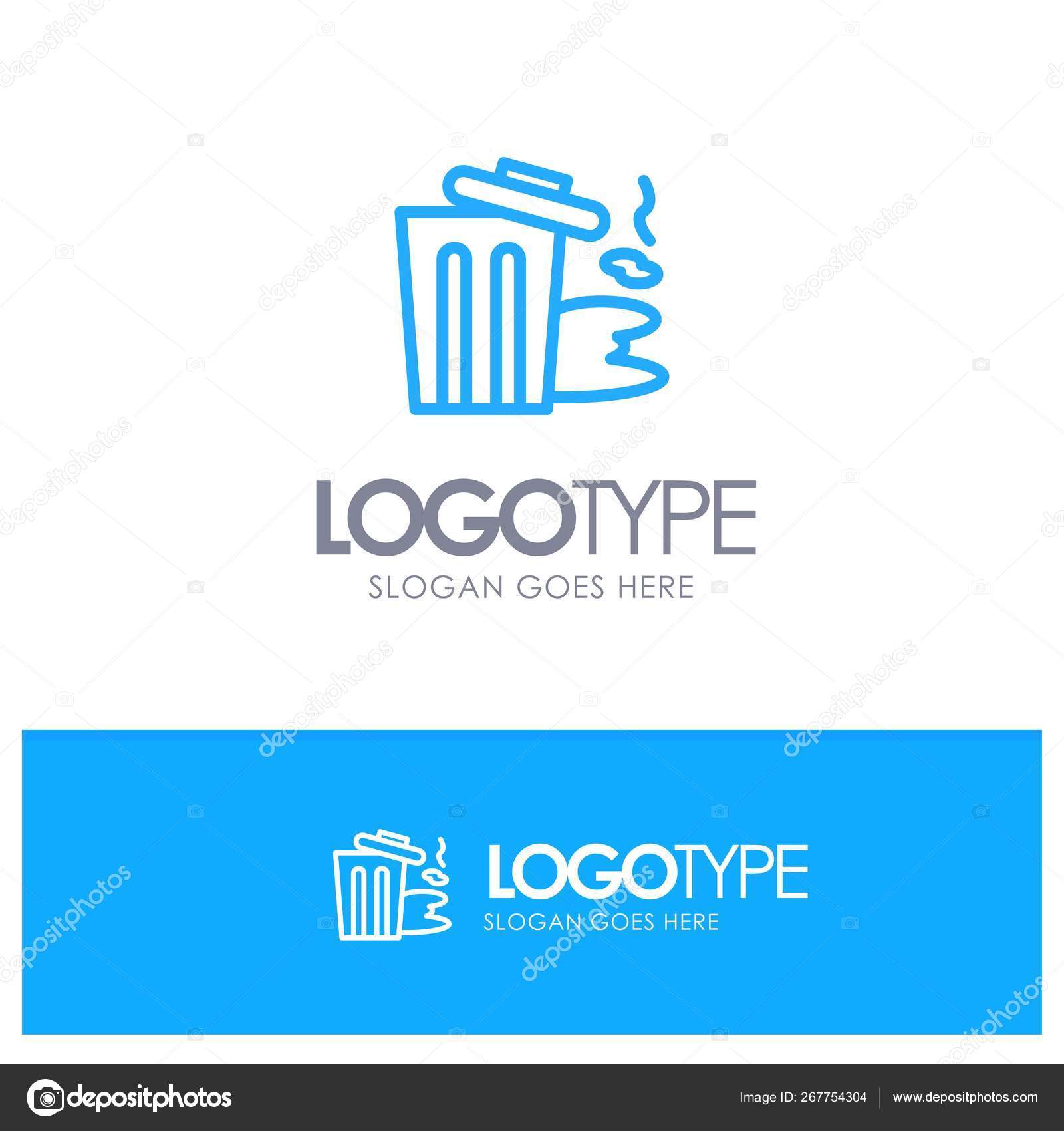 Environment, Garbage, Pollution, Trash Blue outLine Logo with pl Stock ...