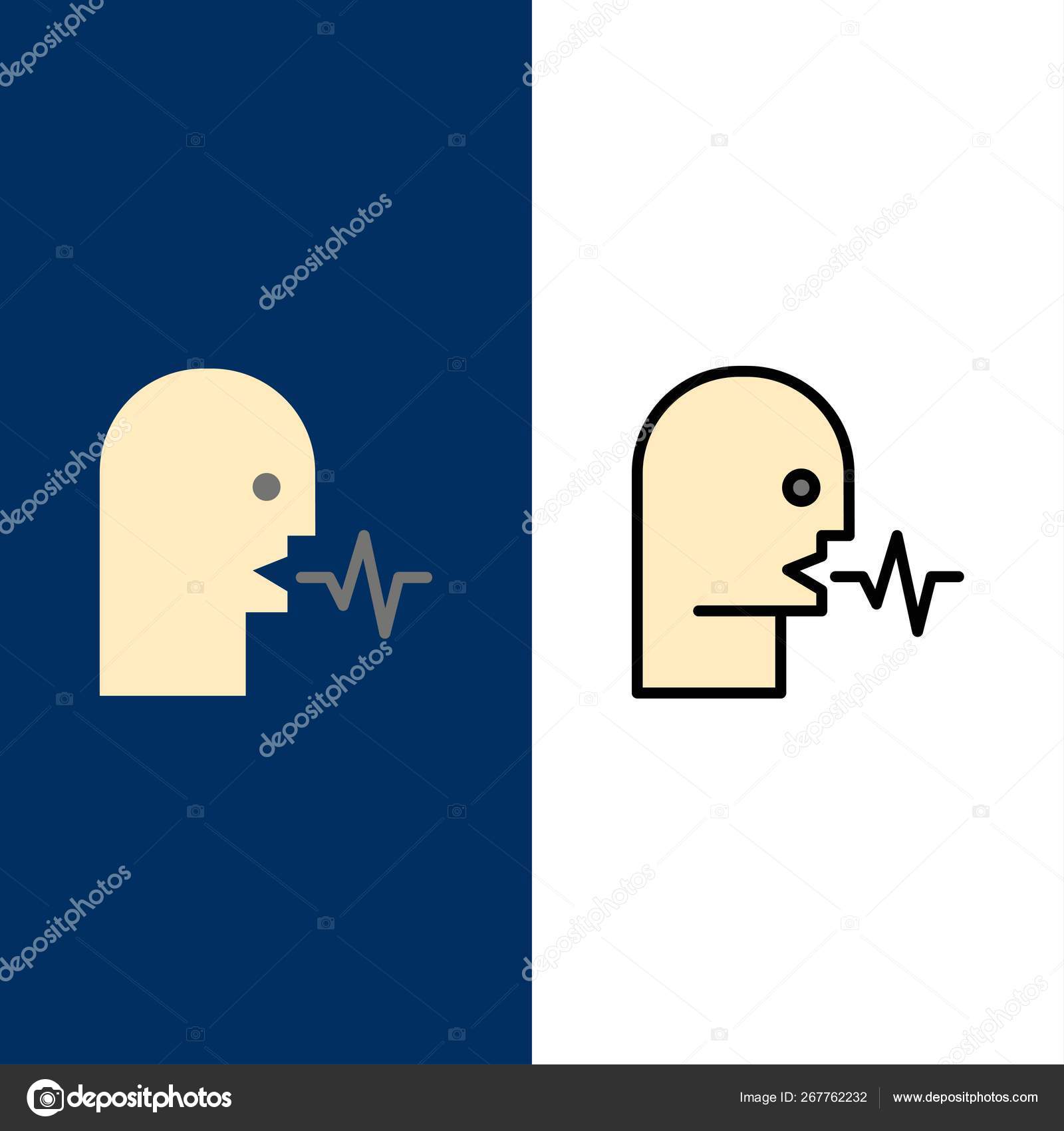 Audio, Human, Person, Speech, Talk Icons. Flat and Line Filled Stock ...