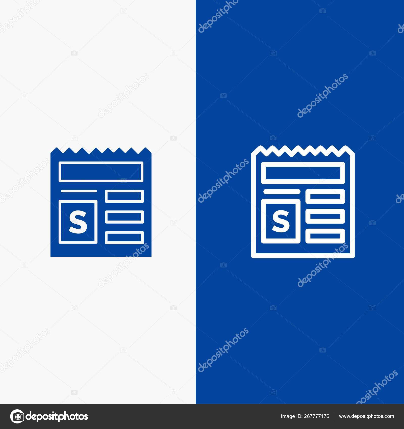 Basic, Money, Document, Bank Line and Glyph Solid icon Blue bann Stock ...