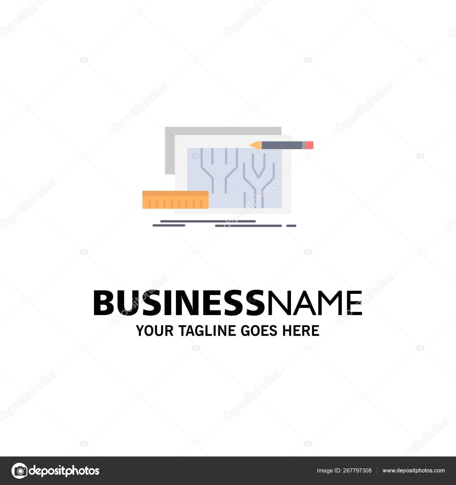 Architecture, blueprint, circuit, design, engineering Flat Color Stock Vector by ©Flatart 267797308