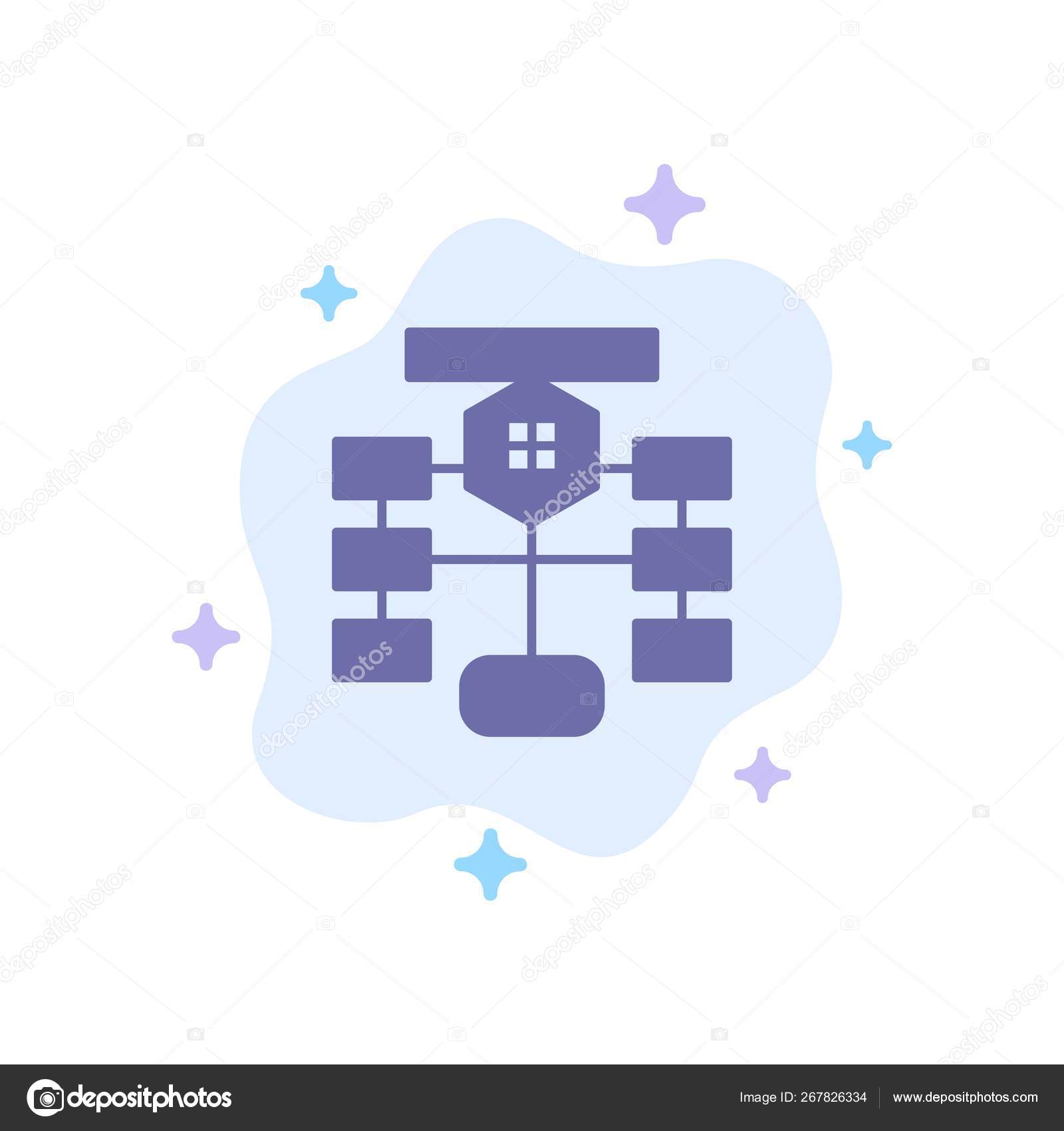 Flowchart, Flow, Chart, Data, Database Blue Icon on Abstract Clo Stock ...