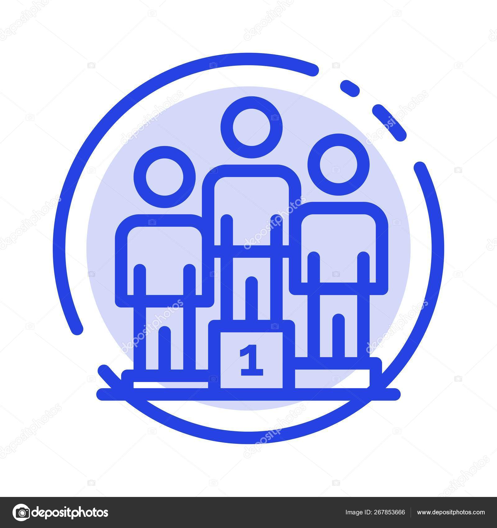 Winners, Pedestal, Podium, Winners Blue Dotted Line Line Icon Stock ...